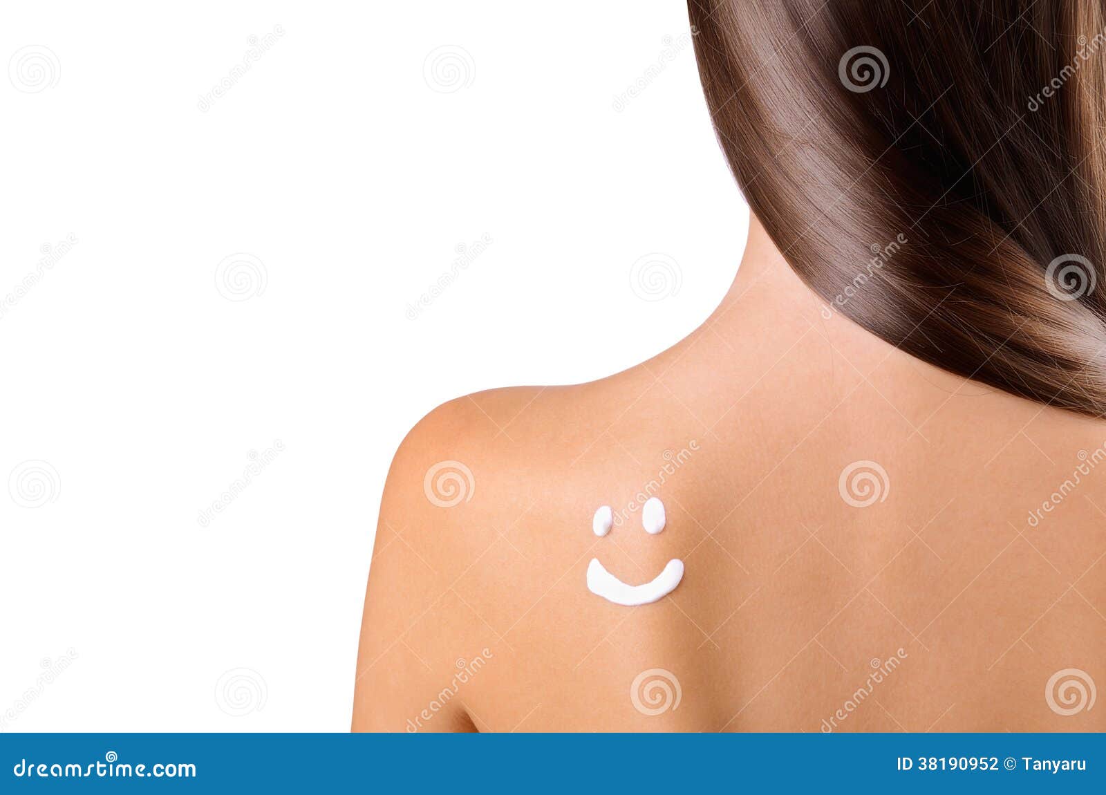 Suntan Cream Smiley on Shoulder Stock Photo - Image of naked, care ...