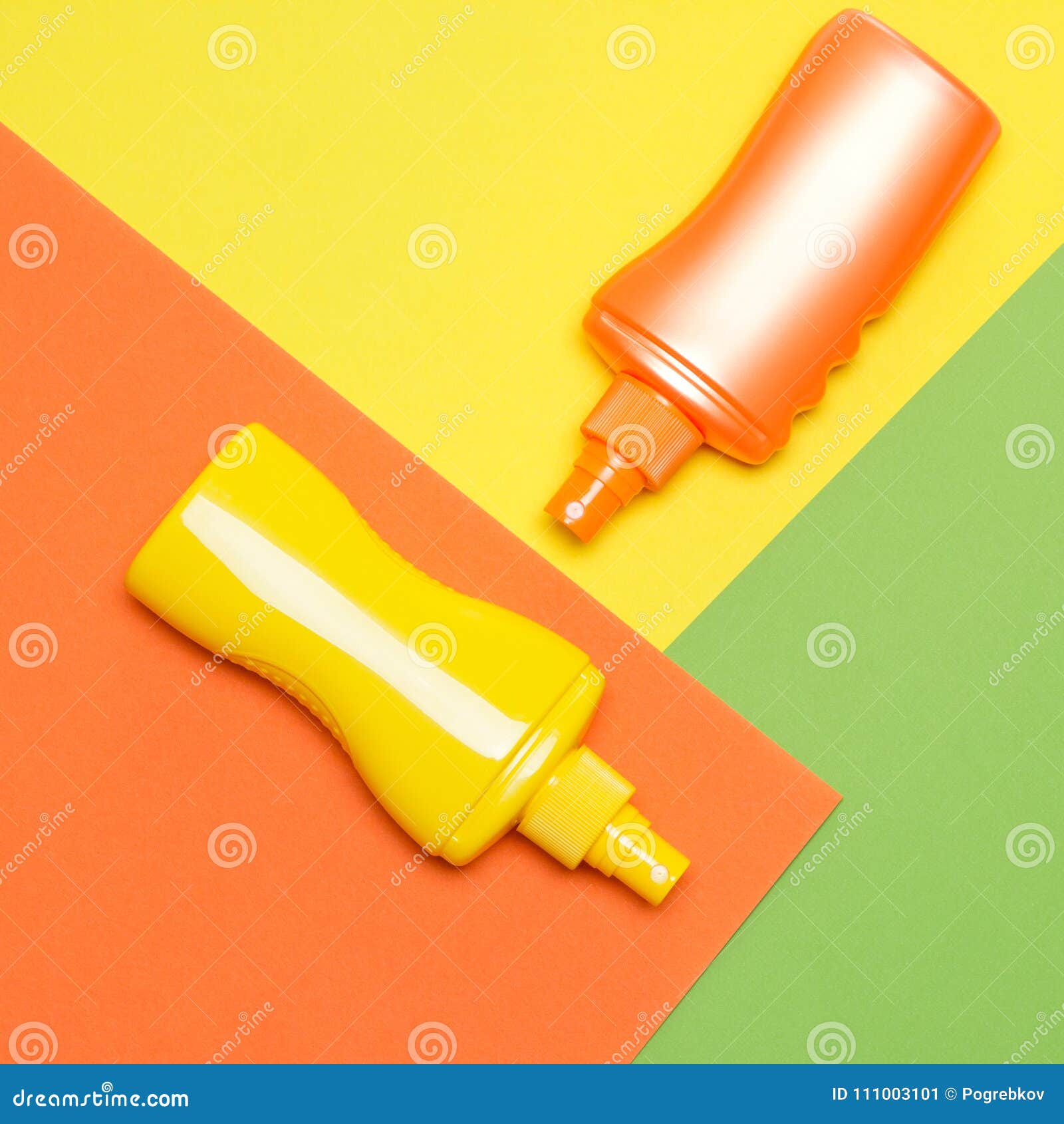 Suntan Lotions on Multi-colored Blocks Stock Image - Image of bright ...