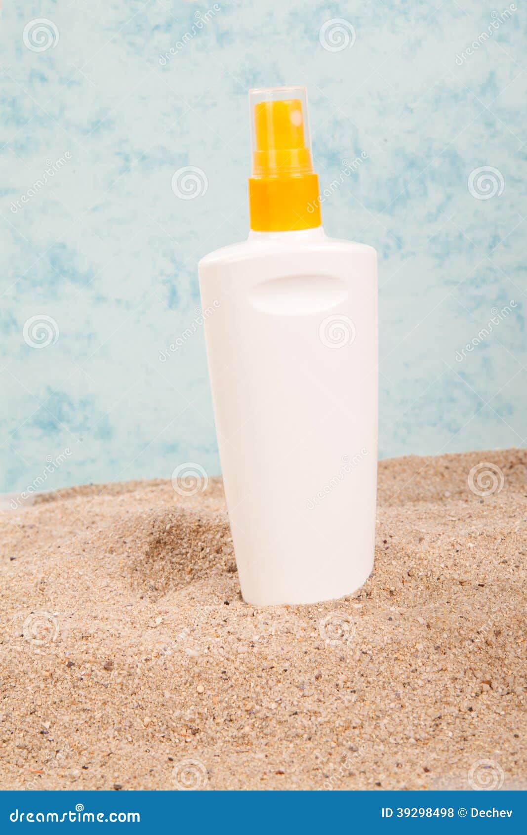 Suntan spray on the sand stock photo. Image of bottle - 39298498