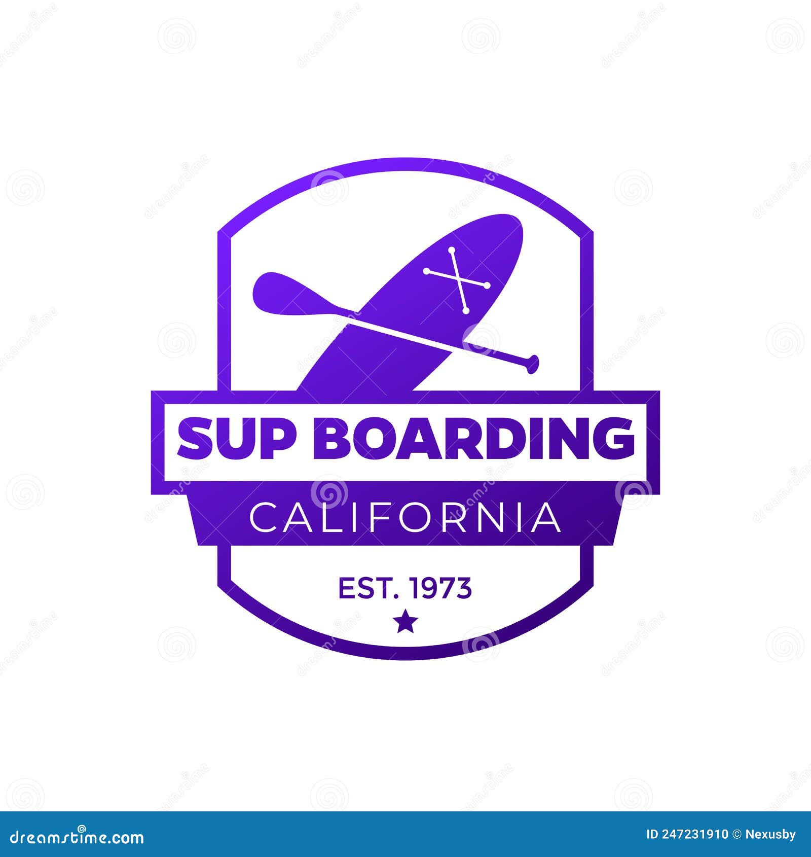 SUP Boarding Logo, Vector Emblem With Board | CartoonDealer.com #246841429