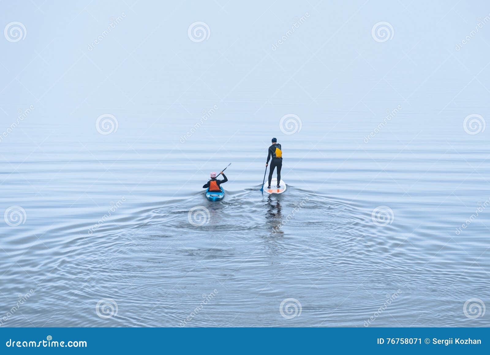 SUP Group of Athletes Kayaking on the River02 Stock Image - Image of ...
