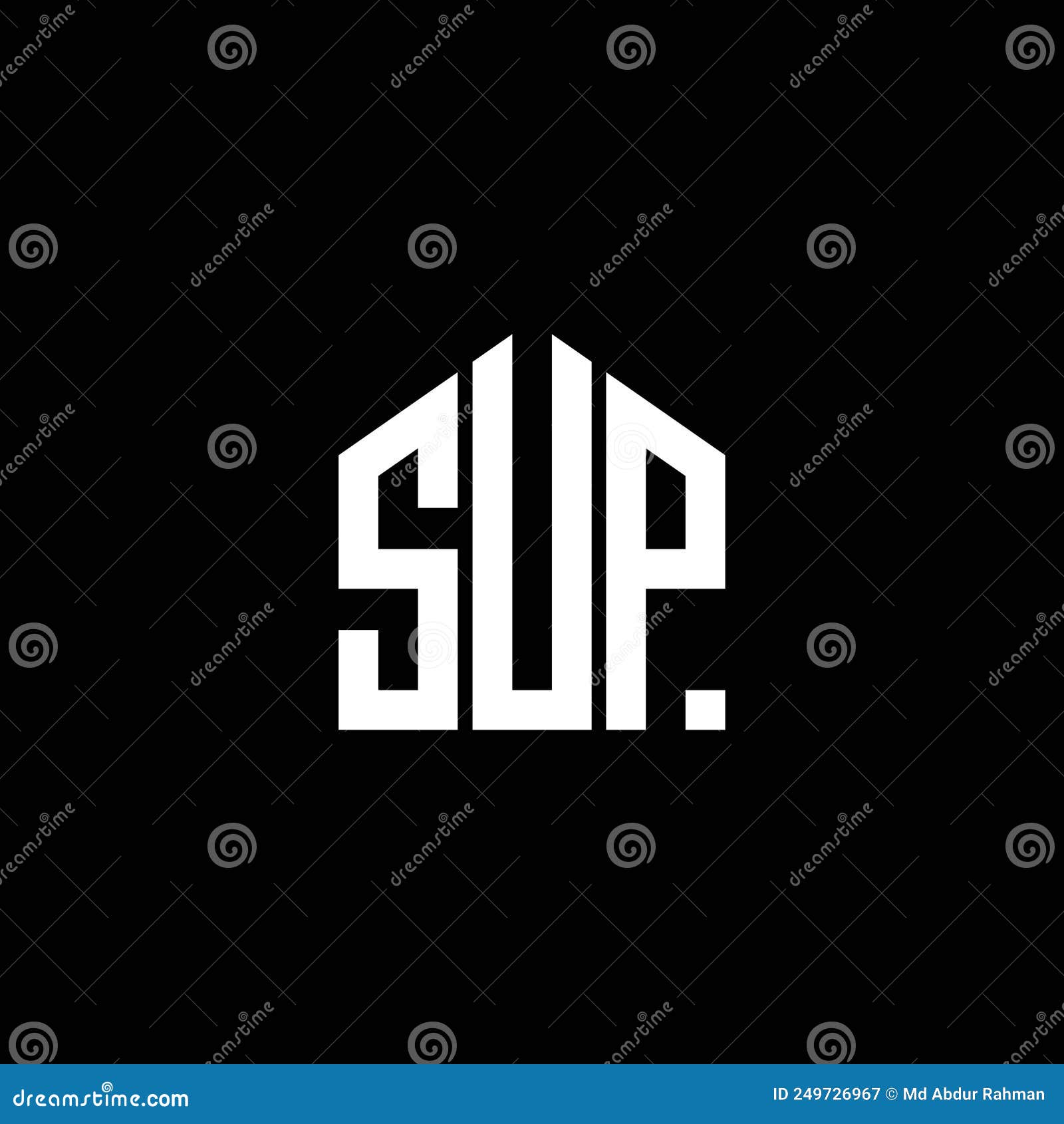 SUP Letter Logo Design on BLACK Background. SUP Creative Initials ...