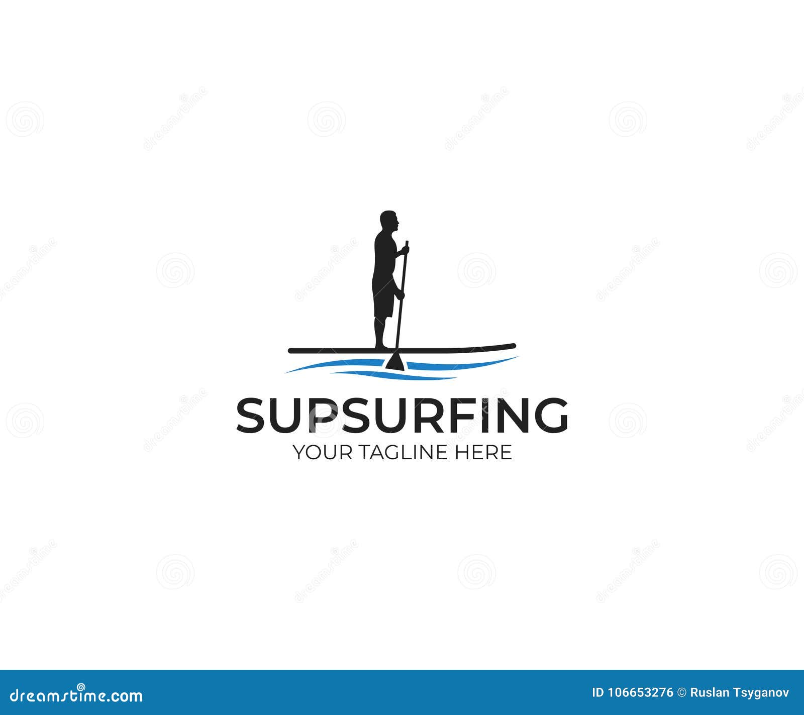 Sup Surfing Logo Template. Paddle Boarding Vector Design Stock Vector ...