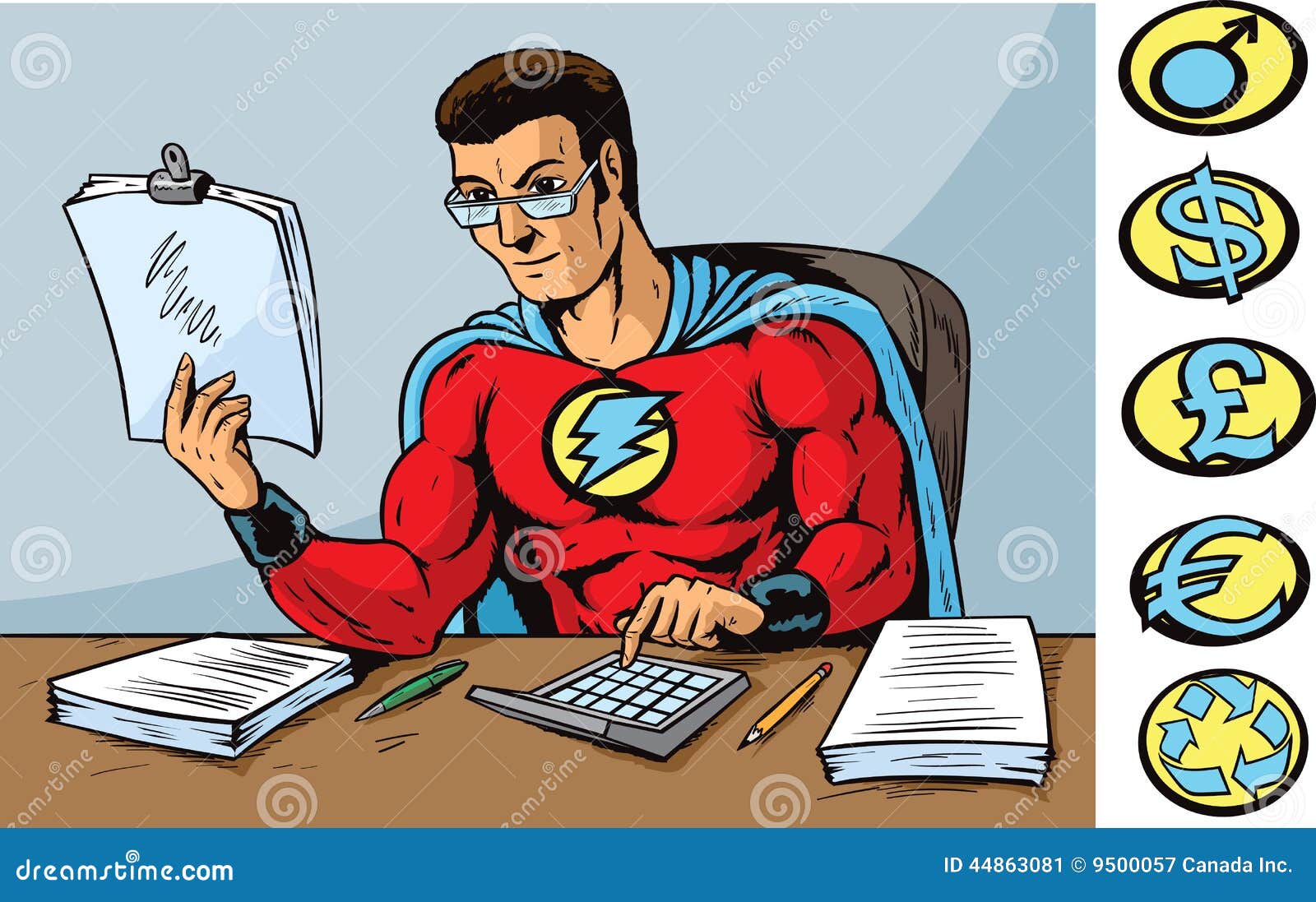 Super accountant stock vector. Illustration of cape, accountant - 44863081