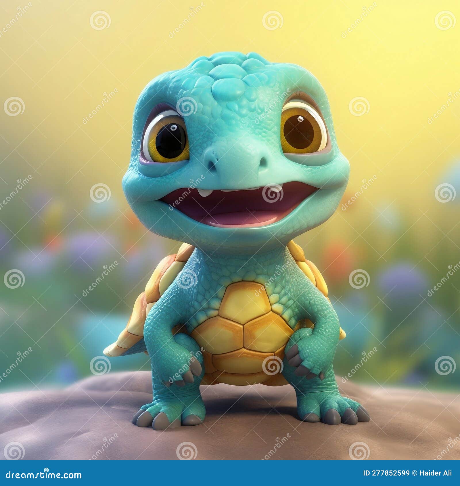 Super Adorable Pixar-Style Rendered Small Turtle. Generative AI Stock ...