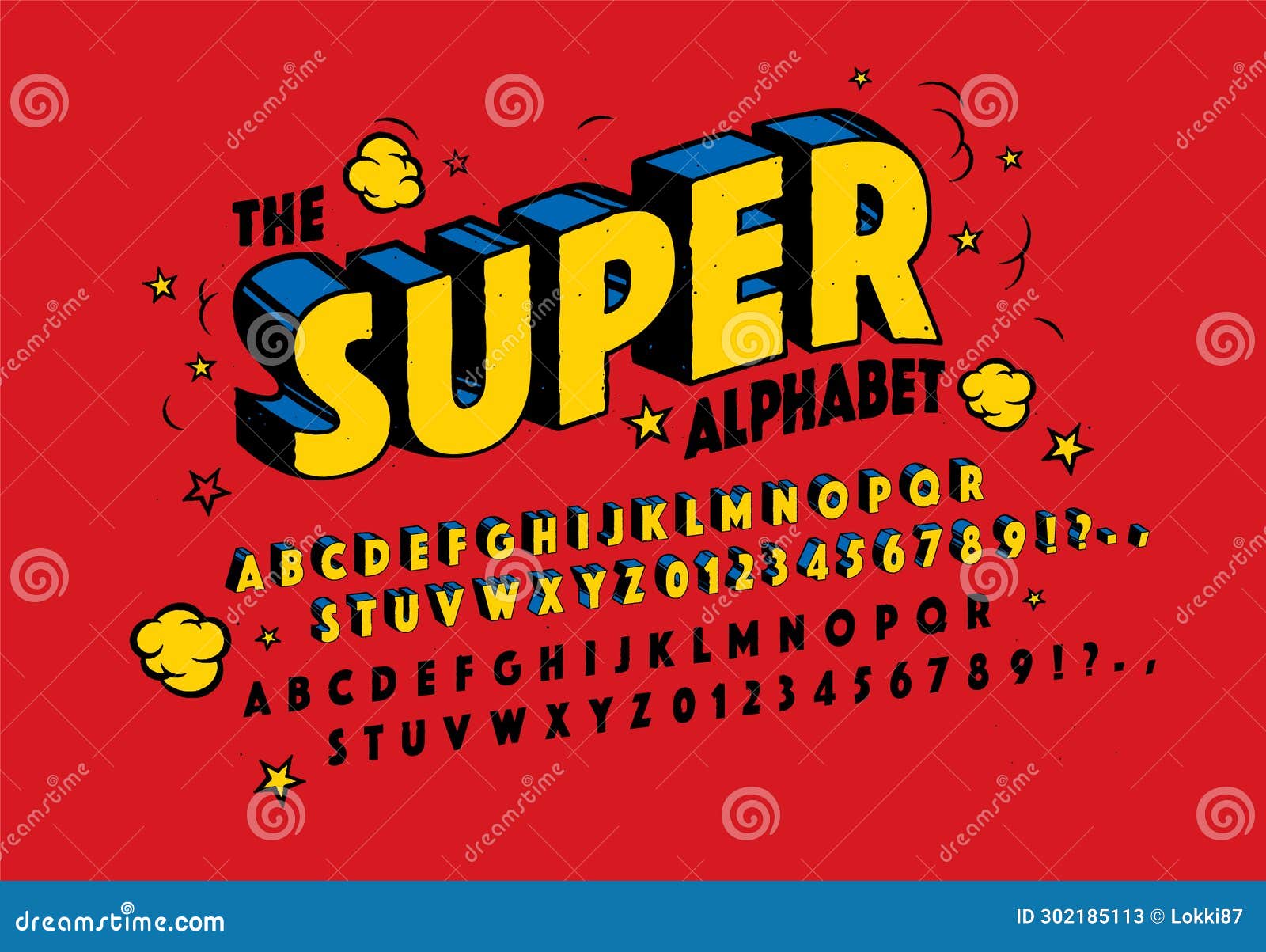The SUPER Alphabet. 3d Effect Design Letters. Retro Comic Typography ...