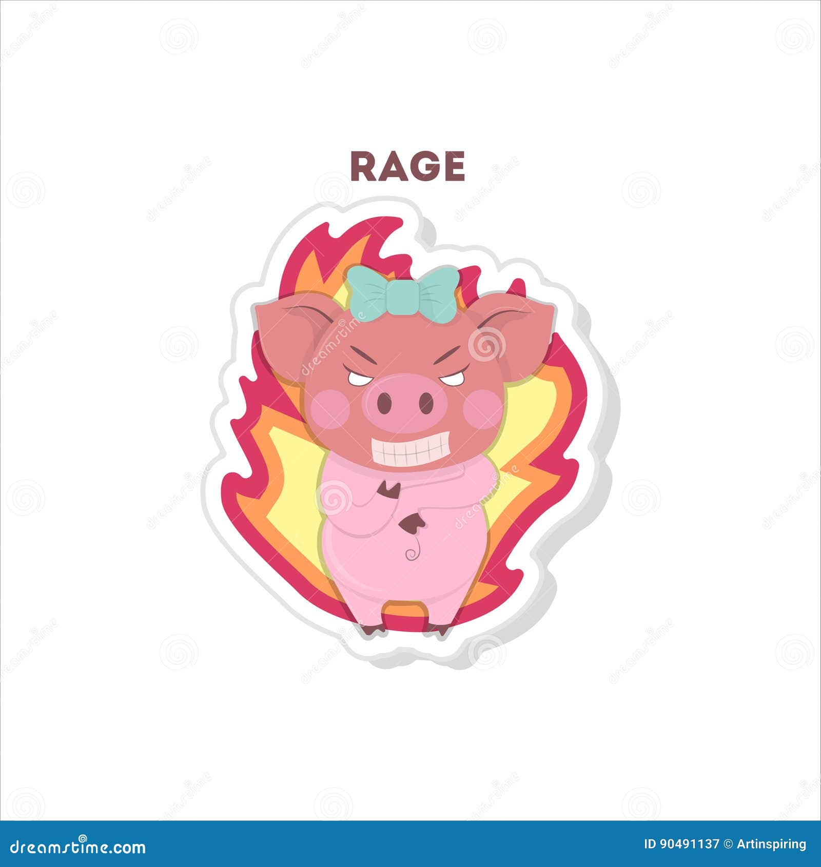 Super Angry Pig Sticker. Cartoon Vector | CartoonDealer.com #90491137