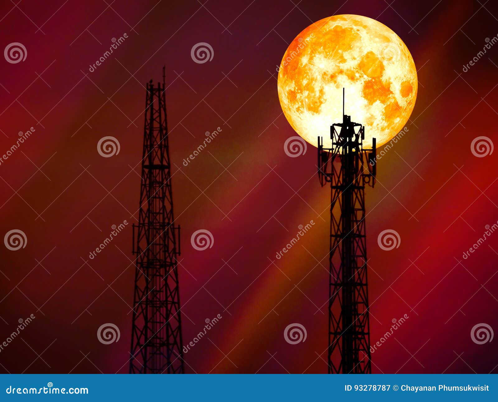 Super Blood Moon Back Shadow Signal Pillar Stock Image - Image of ...