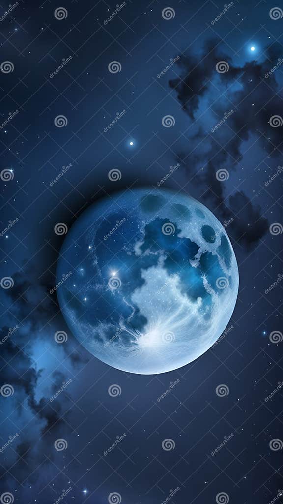 Super Blue Moon in the Sky Illustration Artificial Intelligence Artwork ...