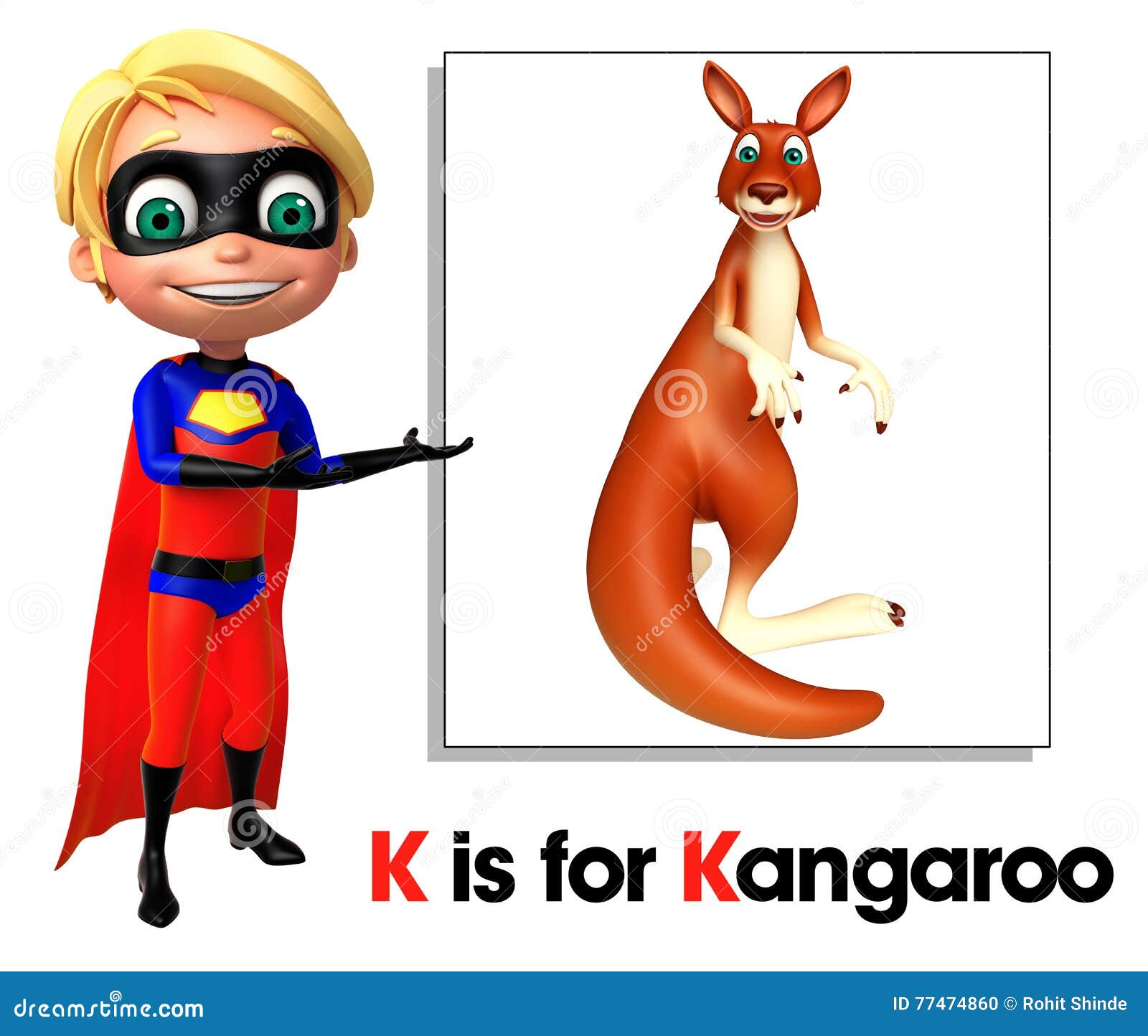 Super Boy Pointing Kangaroo Stock Illustration - Illustration of ...