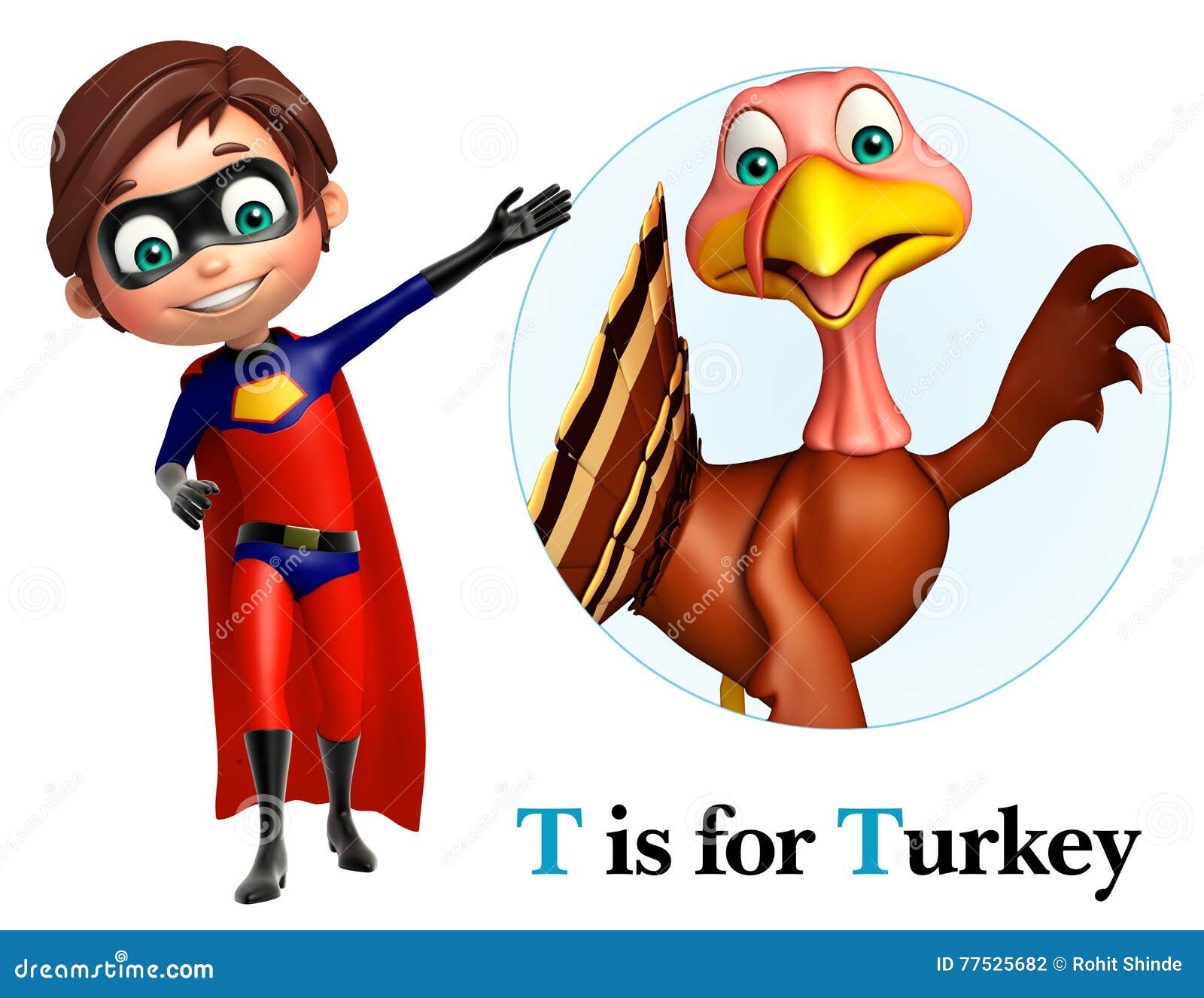 Super boy pointing Turkey stock illustration. Illustration of food ...