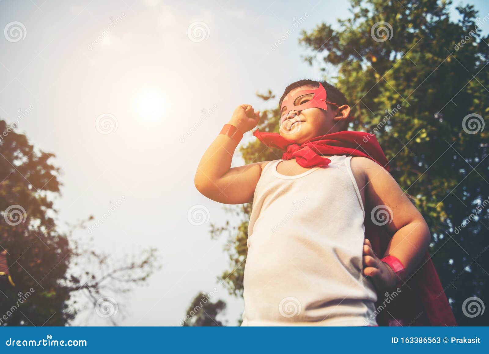 Super Boy Standing Show Power Strong Stock Image - Image of kids ...