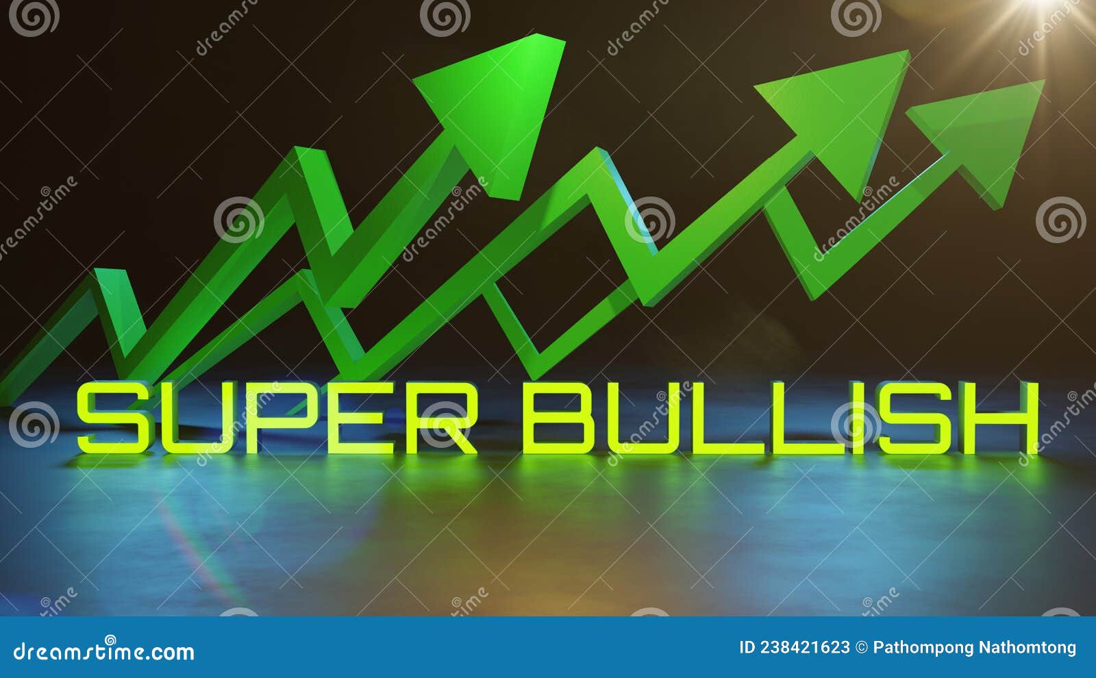 Super Bullish and Green Arrow Up, 3D Illustration Rendering Stock ...