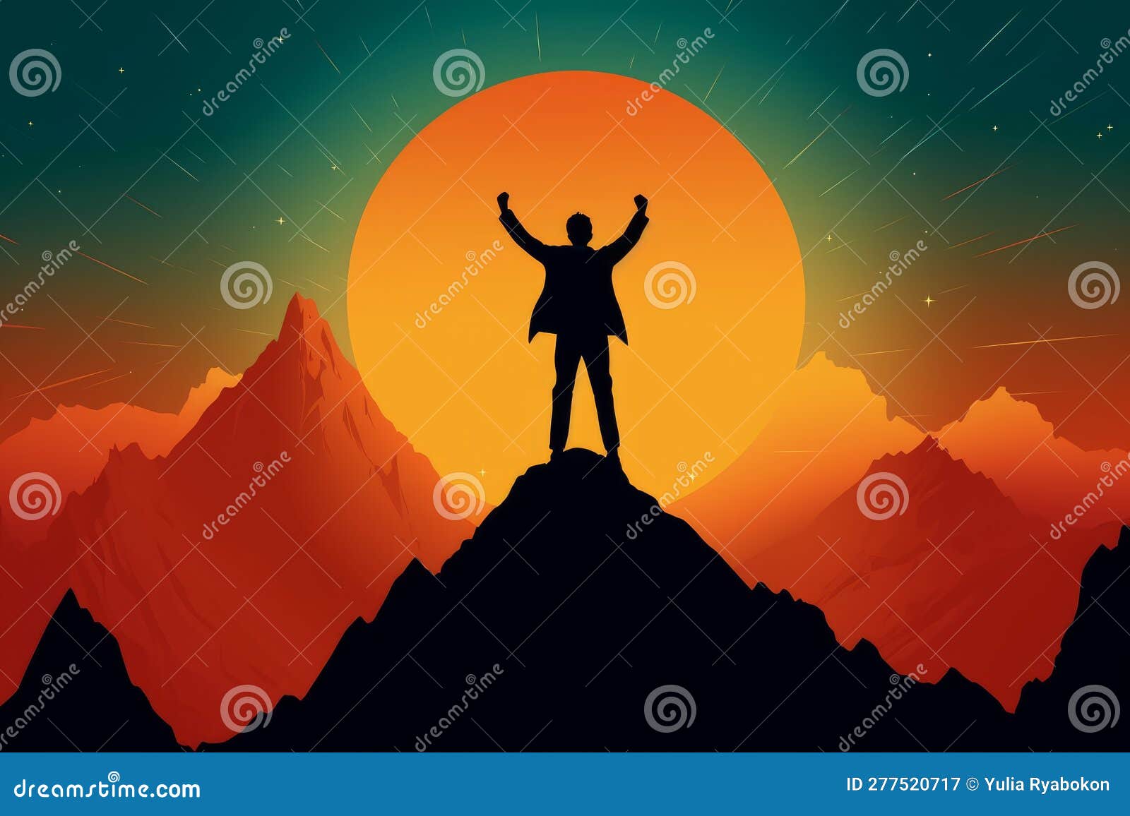Super Businessman Sunset. Generate Ai Stock Illustration - Illustration ...
