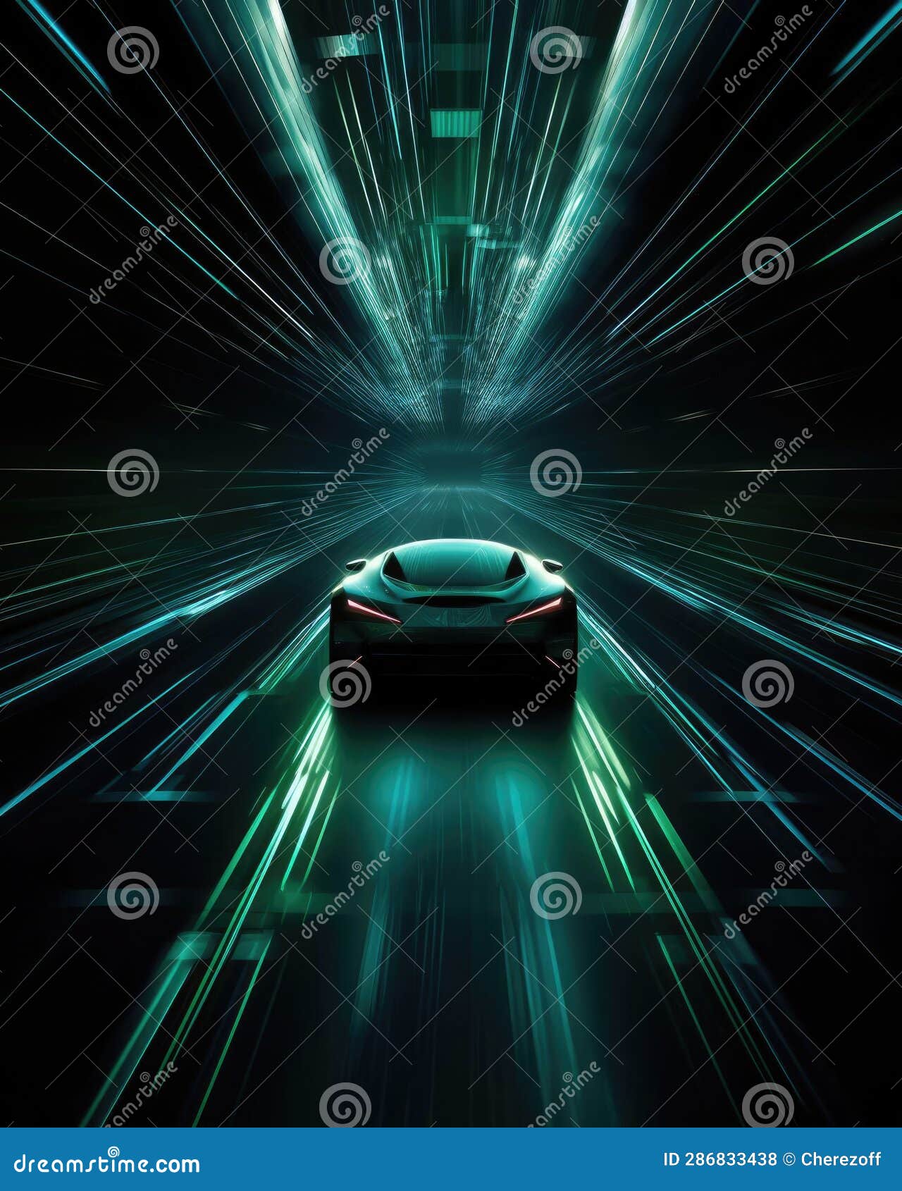 Super Car, Front View in Motion, Fast Speed Stock Illustration ...