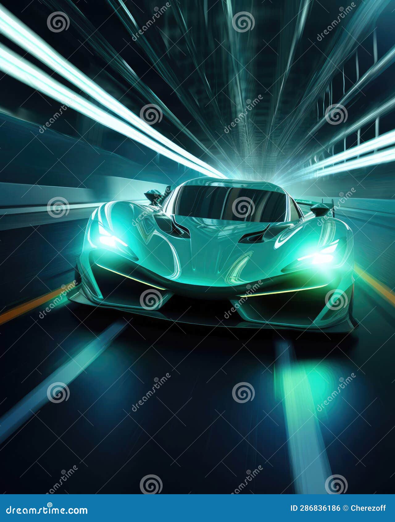 Super Car, Front View in Motion, Fast Speed Stock Illustration ...