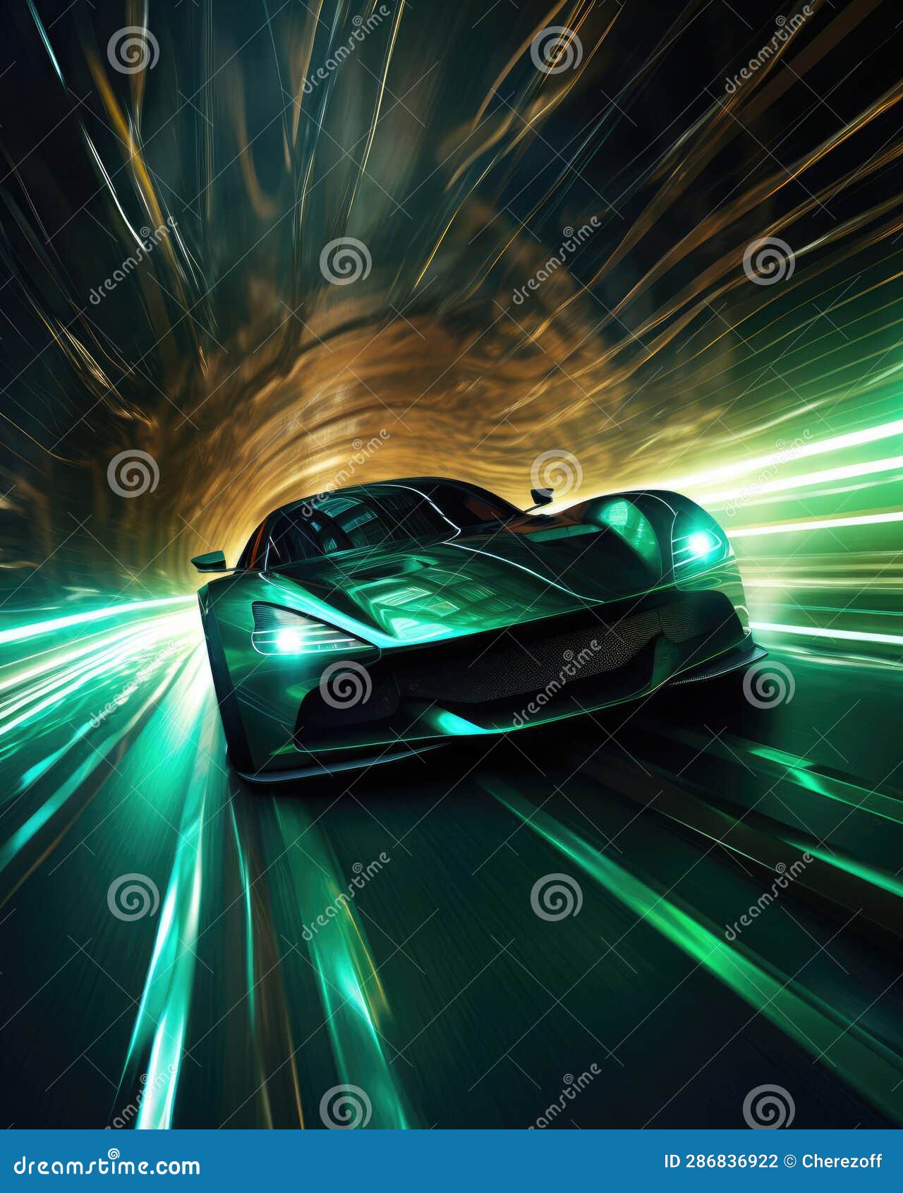 Super Car, Front View in Motion, Fast Speed Stock Photo - Image of ...