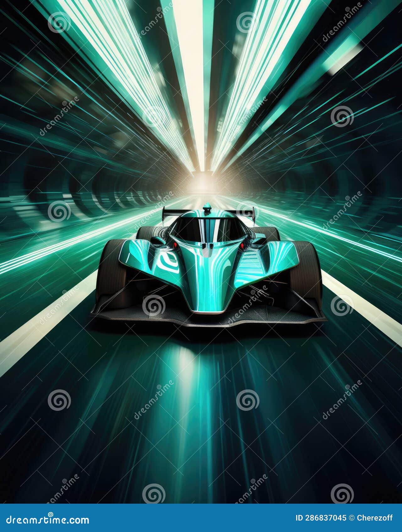 Super Car, Front View in Motion, Fast Speed Stock Illustration ...