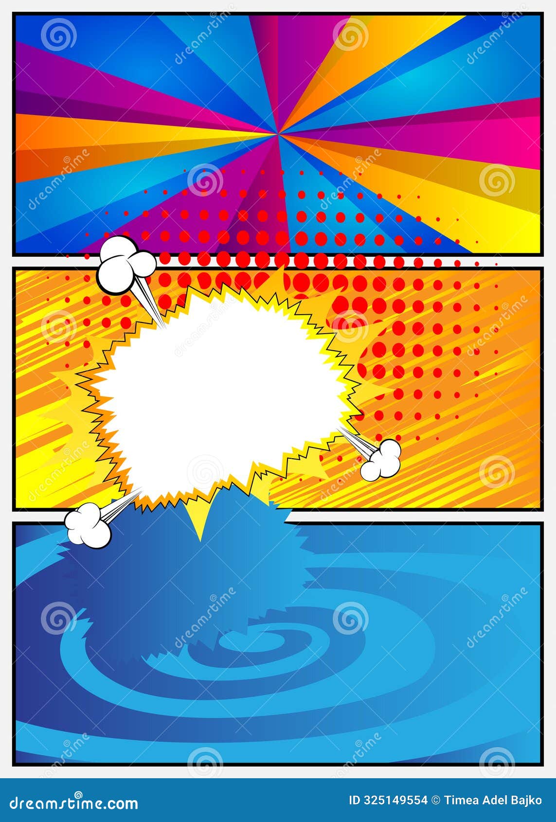 Super Cartoon Abstract Background, Comic Book Page Layout Backdrop ...
