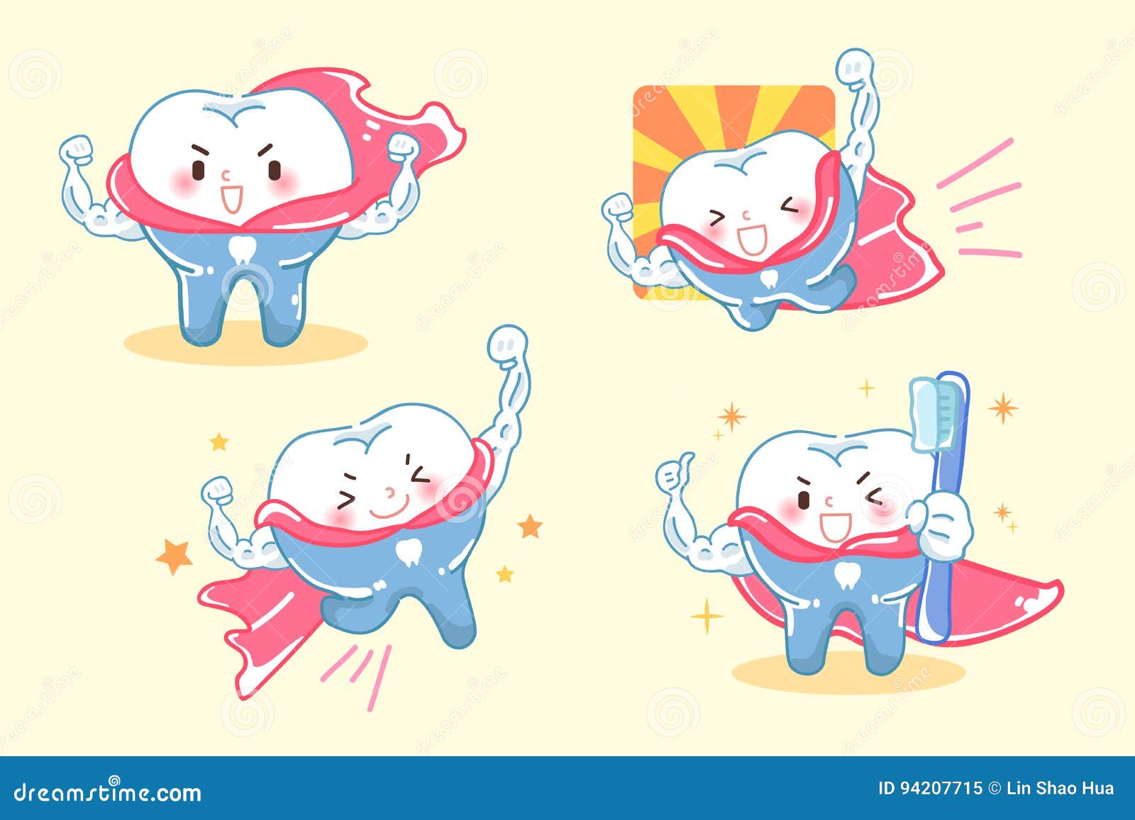 Super Cartoon Tooth Take Brush Stock Illustration - Illustration of ...