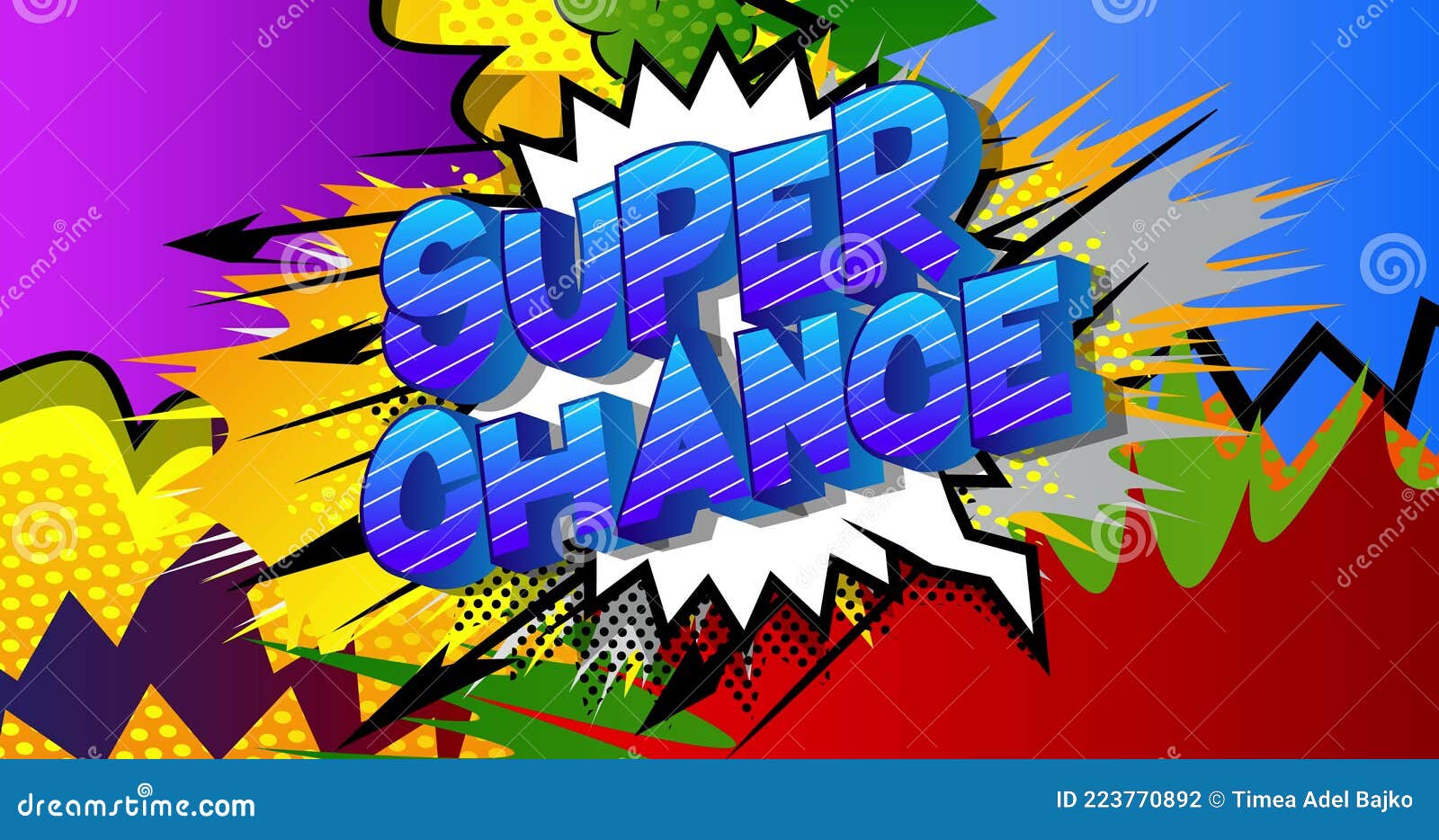 Super Chance Text on Comic Book Background with Changing Colors. Stock ...