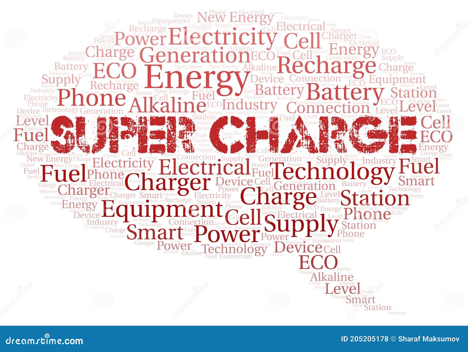 Super Charge Typography Word Cloud Create with the Text only. Stock ...