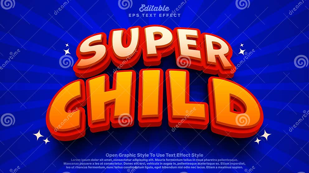 Super Child Theme Editable Text Effect Template. Stock Vector ...