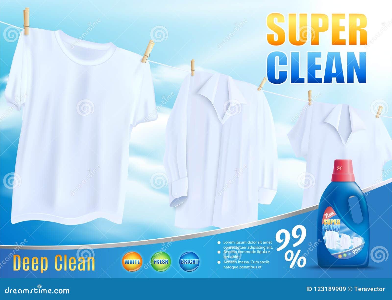 Super Clean Washing with New Detergent Vector Stock Vector ...