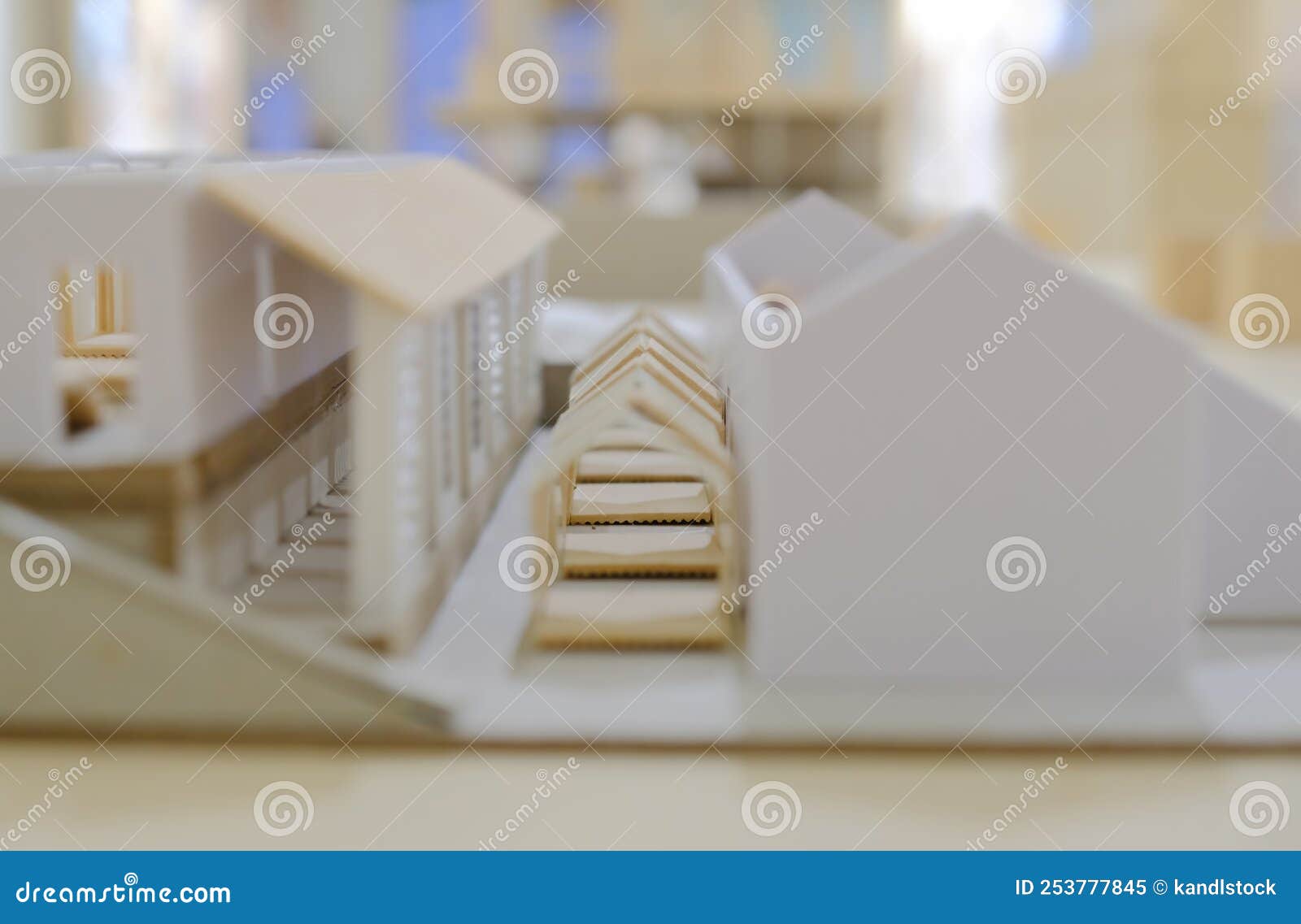 Super Close Up Top View of Sample Architectural Model of Housing Macro ...