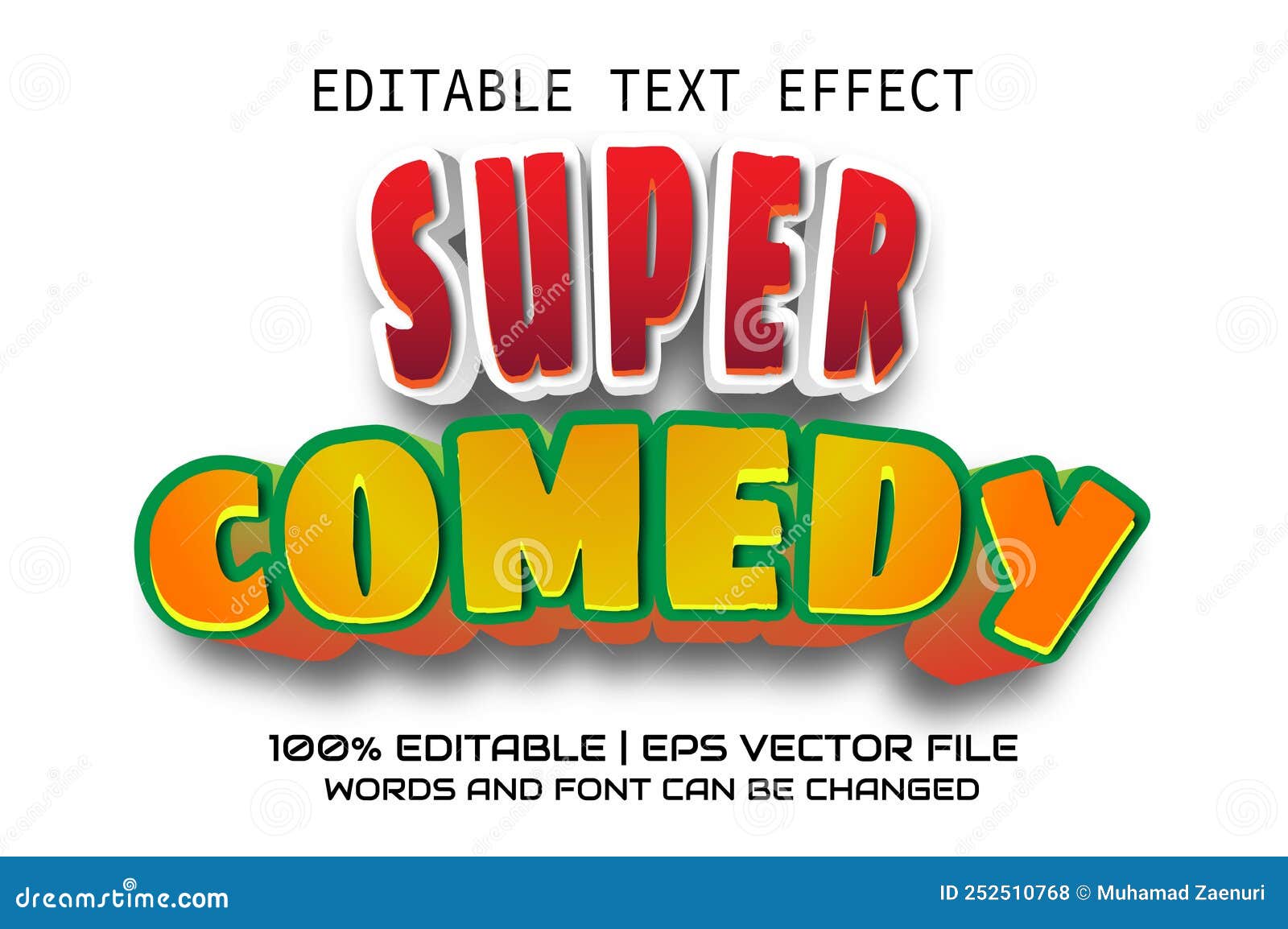 Super comedy text effect. stock vector. Illustration of vector - 252510768