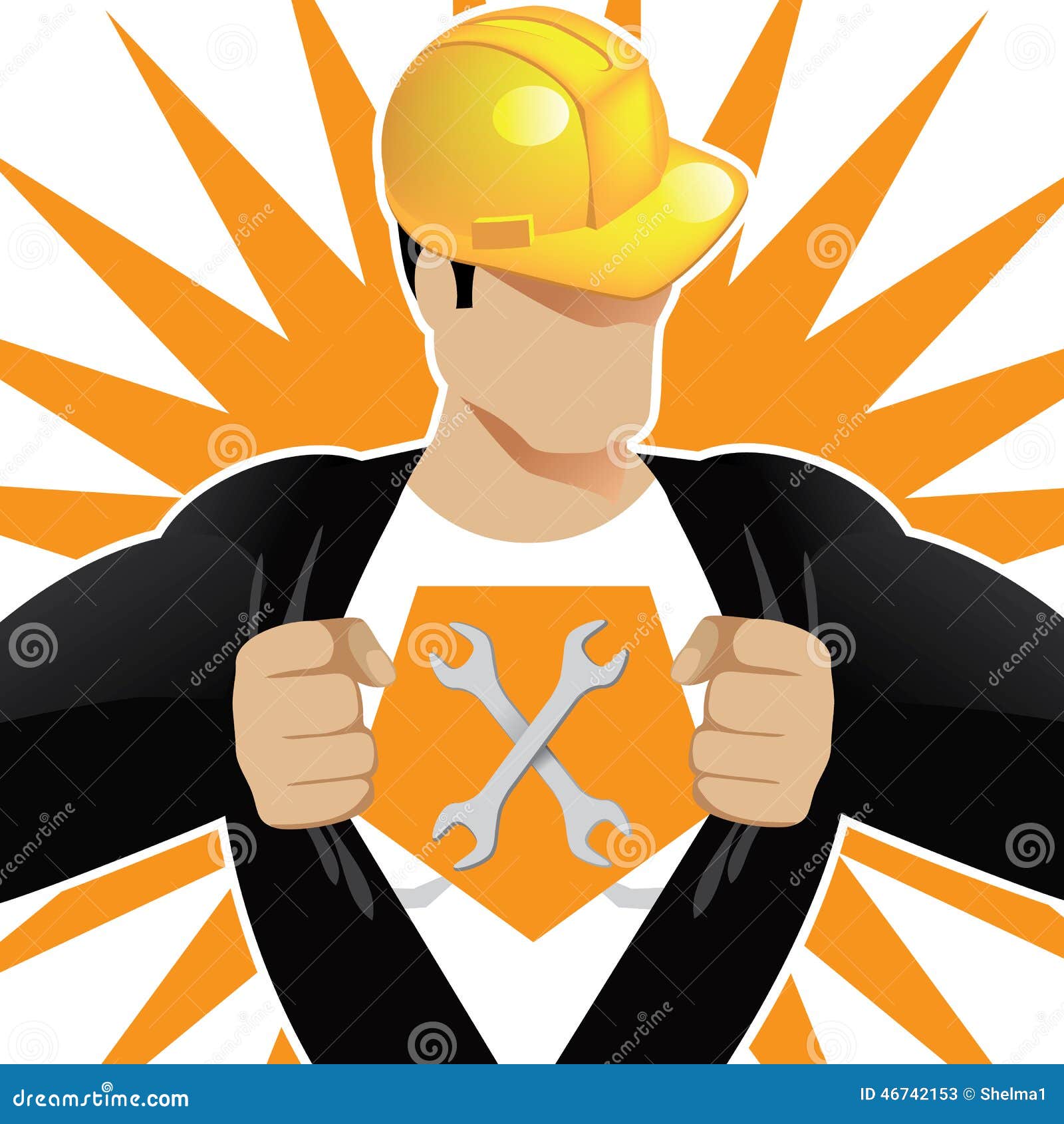 Super Construction Worker Tearing Open Shirt Stock Vector ...