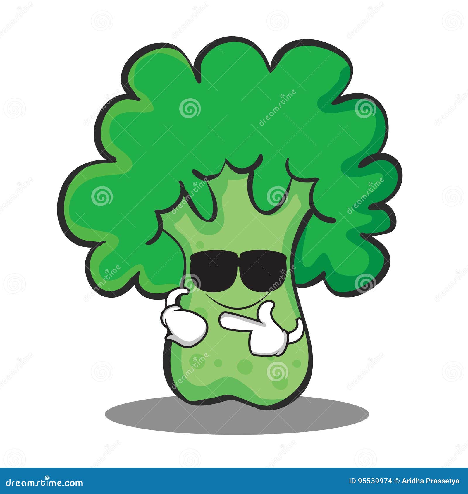 Super Cool Broccoli Character Cartoon Style Stock Vector - Illustration ...