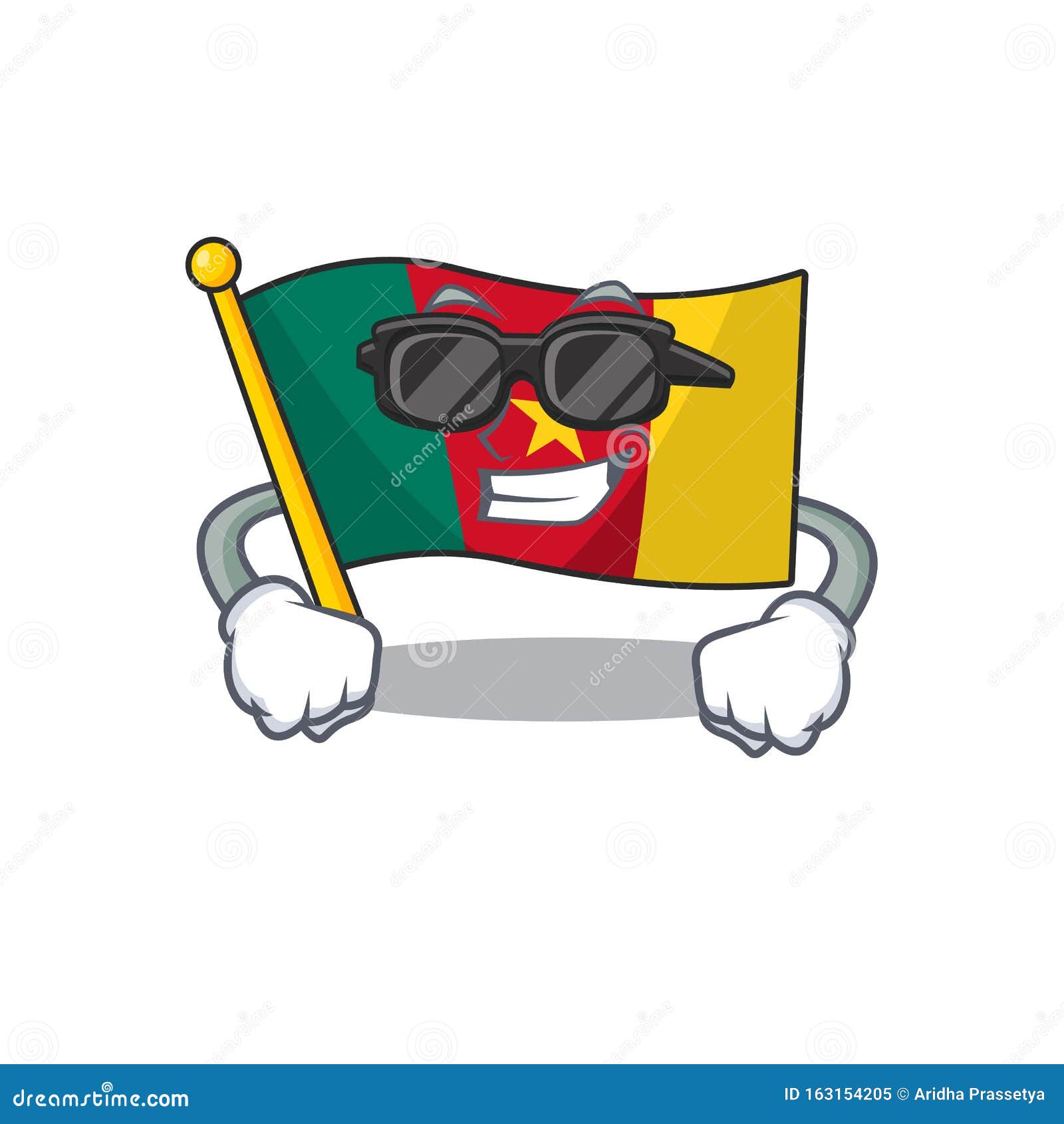 Super Cool Cartoon Smiling Flag Cameroon on Character Stock Vector ...