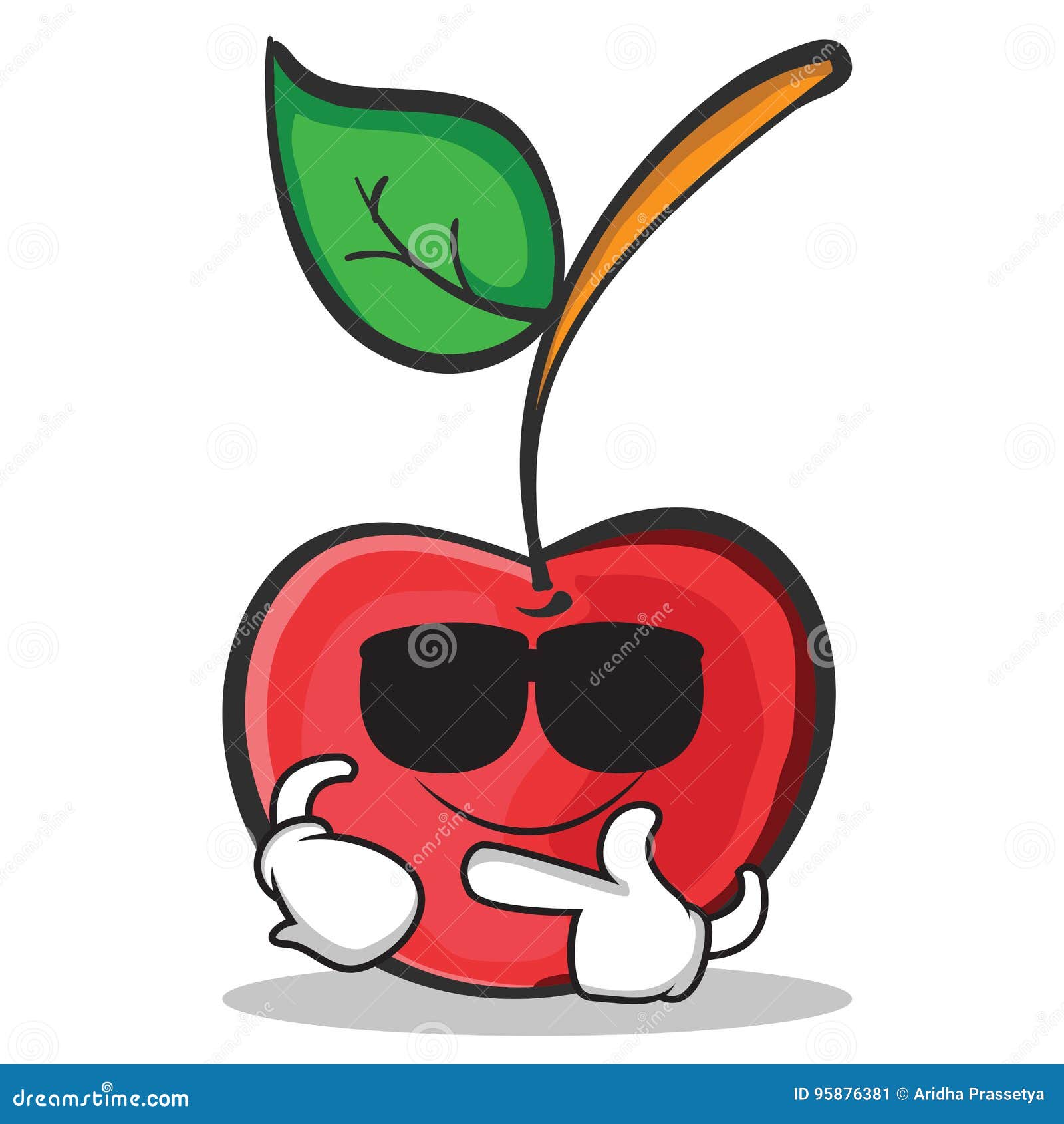 Super Cool Cherry Character Cartoon Style Stock Vector - Illustration ...