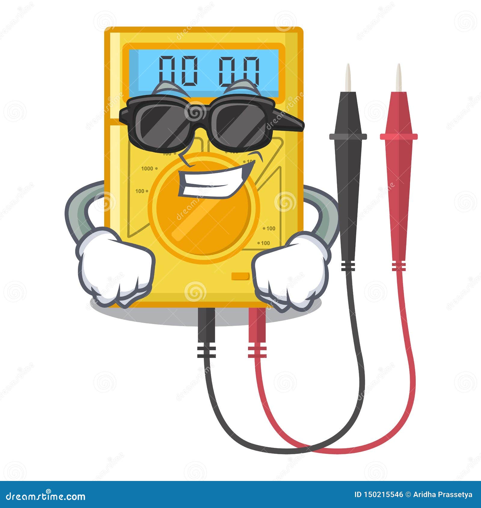 Super Cool Digital Multimeter Isolated with the Character Stock Vector ...
