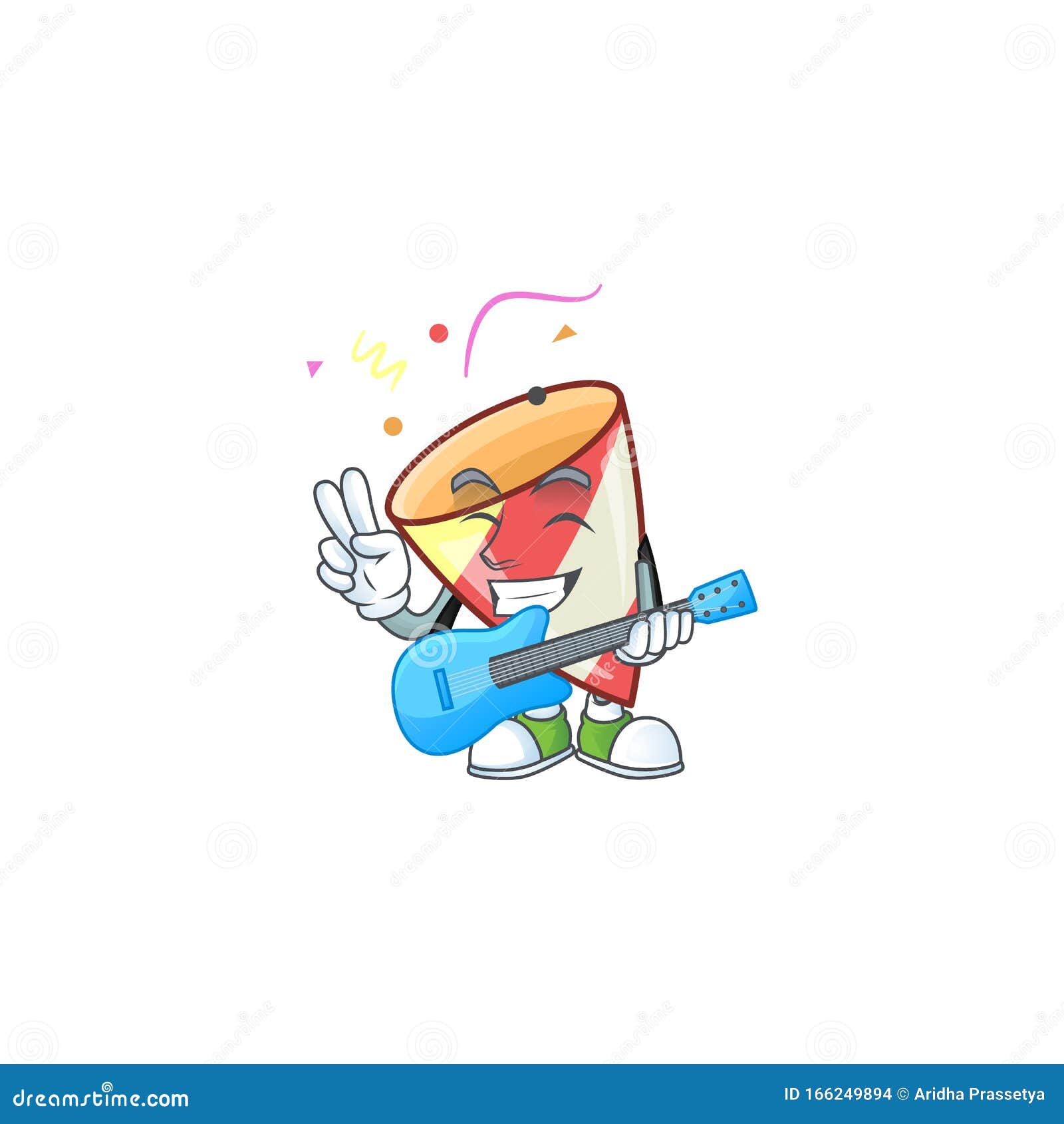 Super Cool Exploding Confetti Cartoon Character Performance with Guitar ...