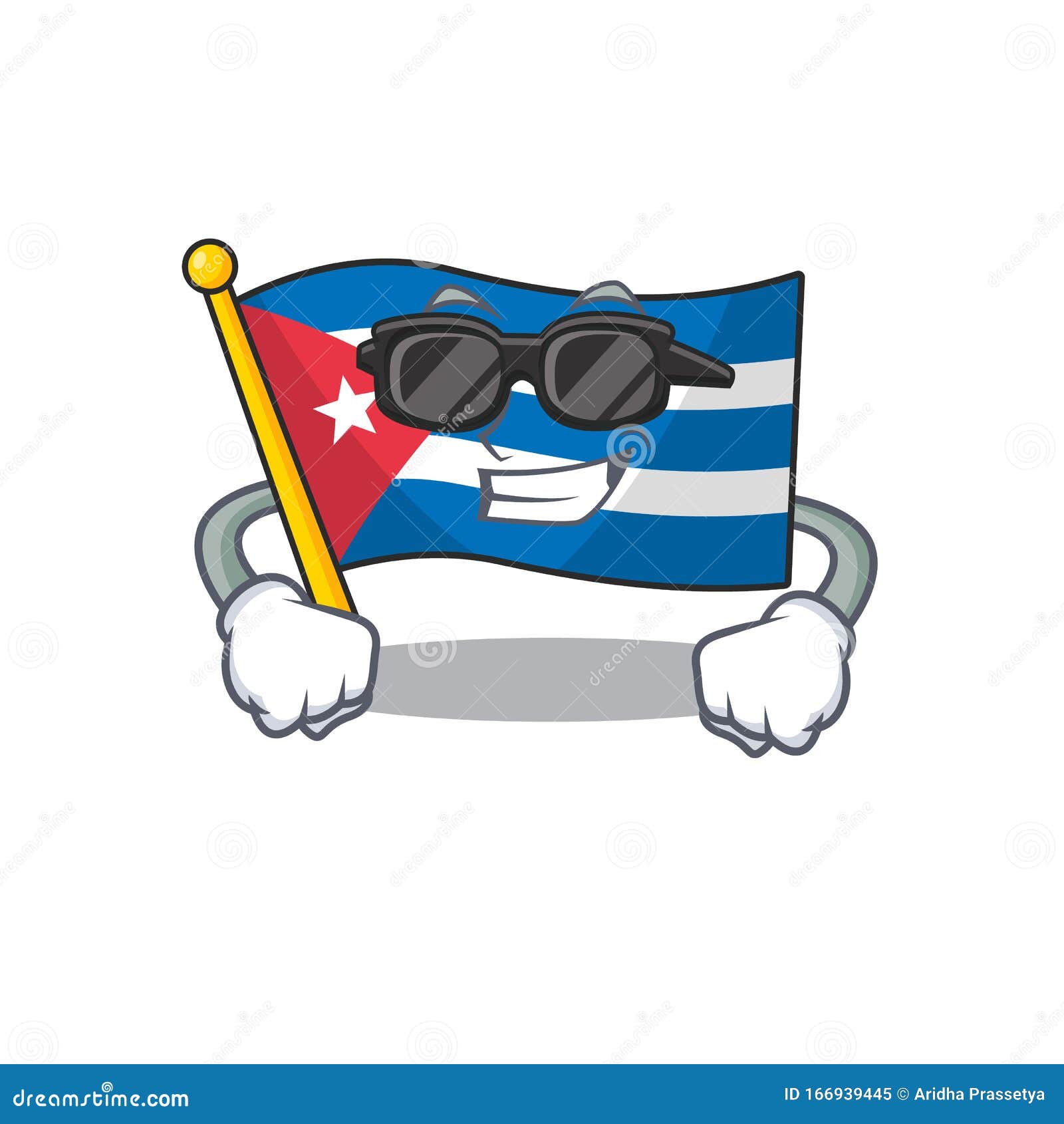 Super Cool Flag Cuba Scroll Character with Black Glasses Stock Vector ...