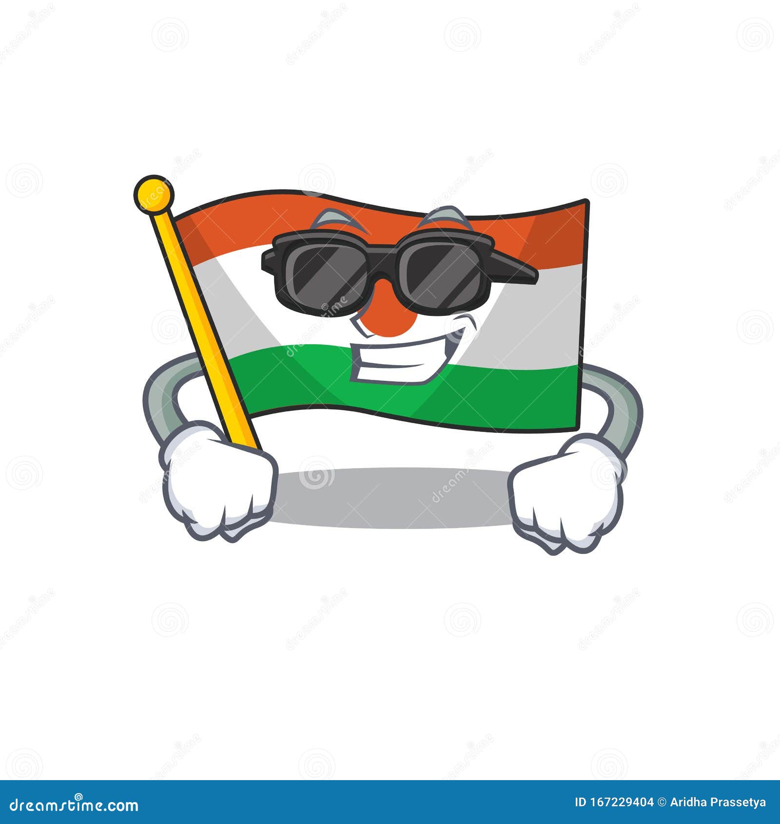 Super Cool Flag Niger Scroll Character with Black Glasses Stock Vector ...