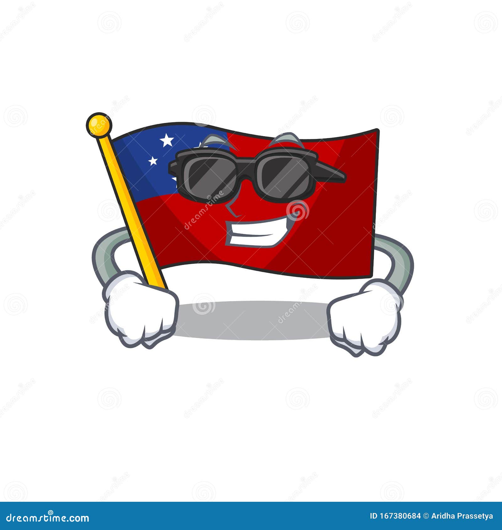 Super Cool Flag Samoa Scroll Character with Black Glasses Stock Vector ...
