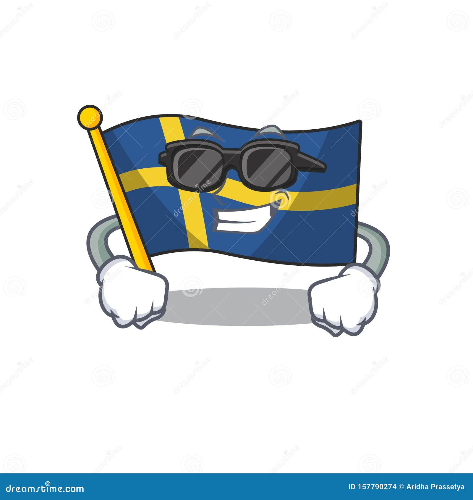 Super Cool Flag Sweden Isolated in the Cartoon Stock Vector ...