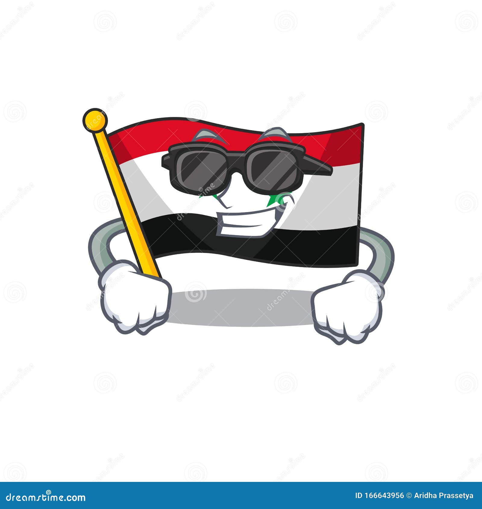 Super Cool Flag Syria Scroll Character with Black Glasses Stock Vector ...