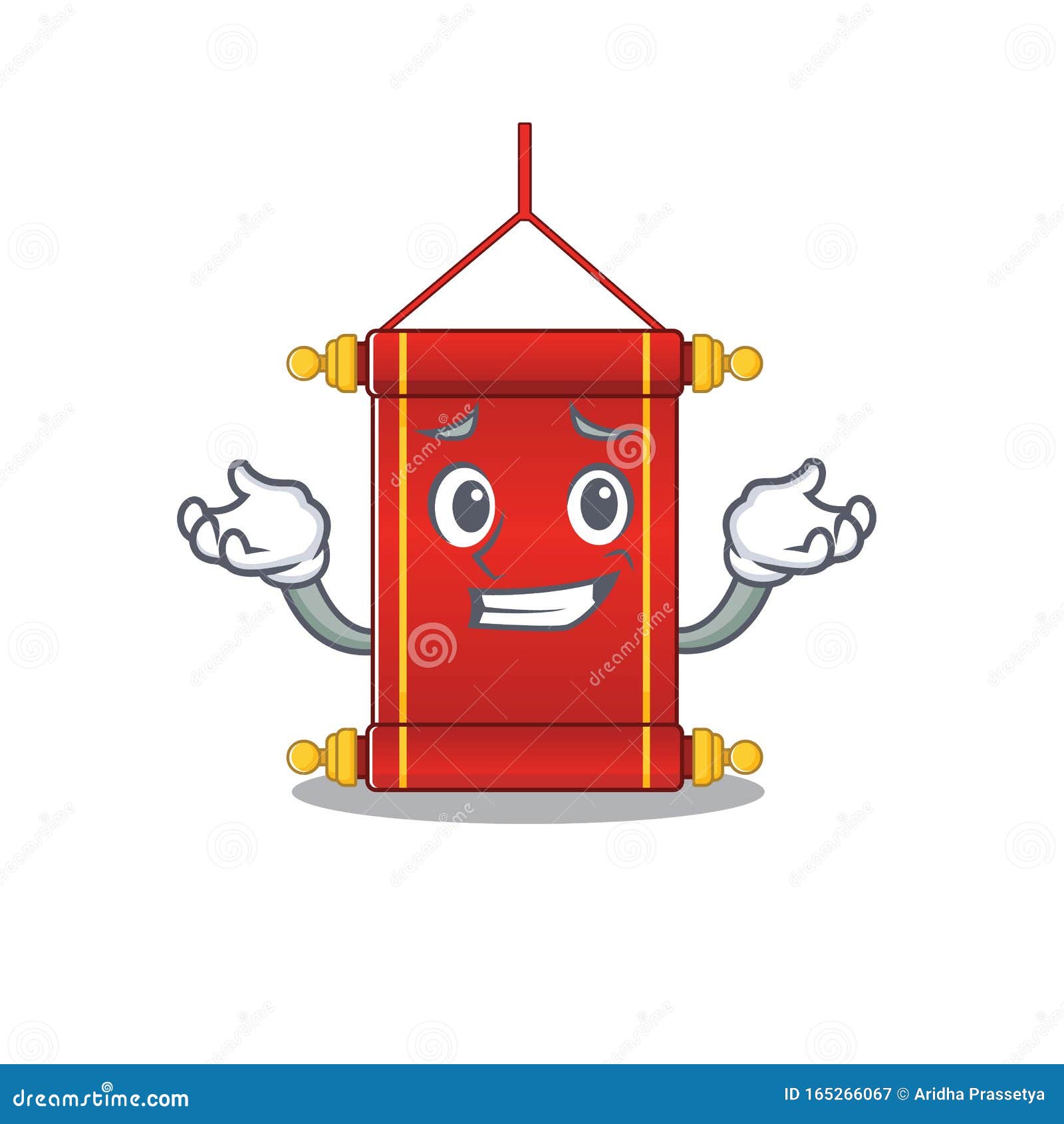 Super Cool Grinning Chinese Scrolls Mascot Cartoon Style Stock Vector ...