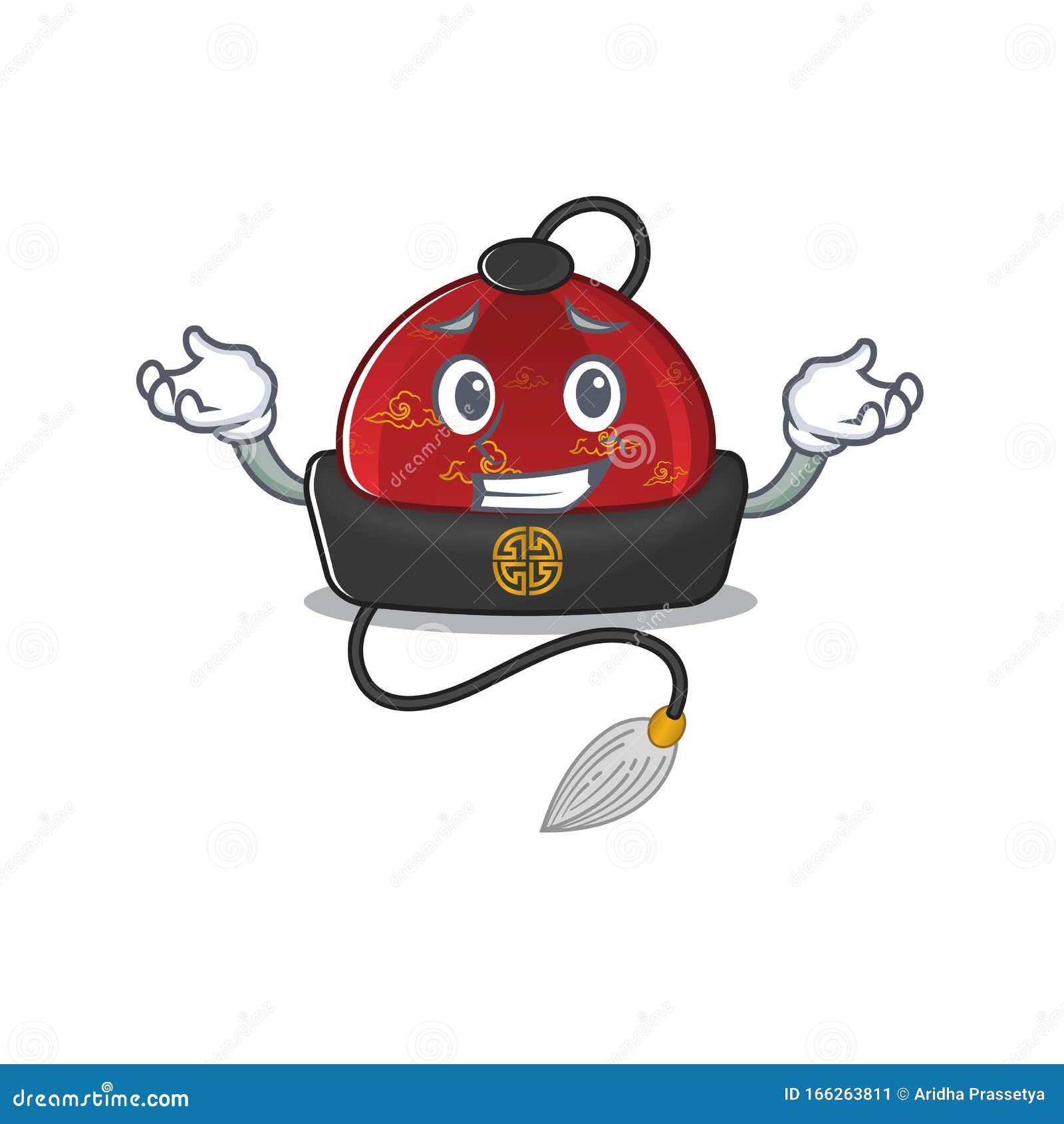Super Cool Grinning Traditionellen Chinesischen Hut Maskottchen-Stil ...