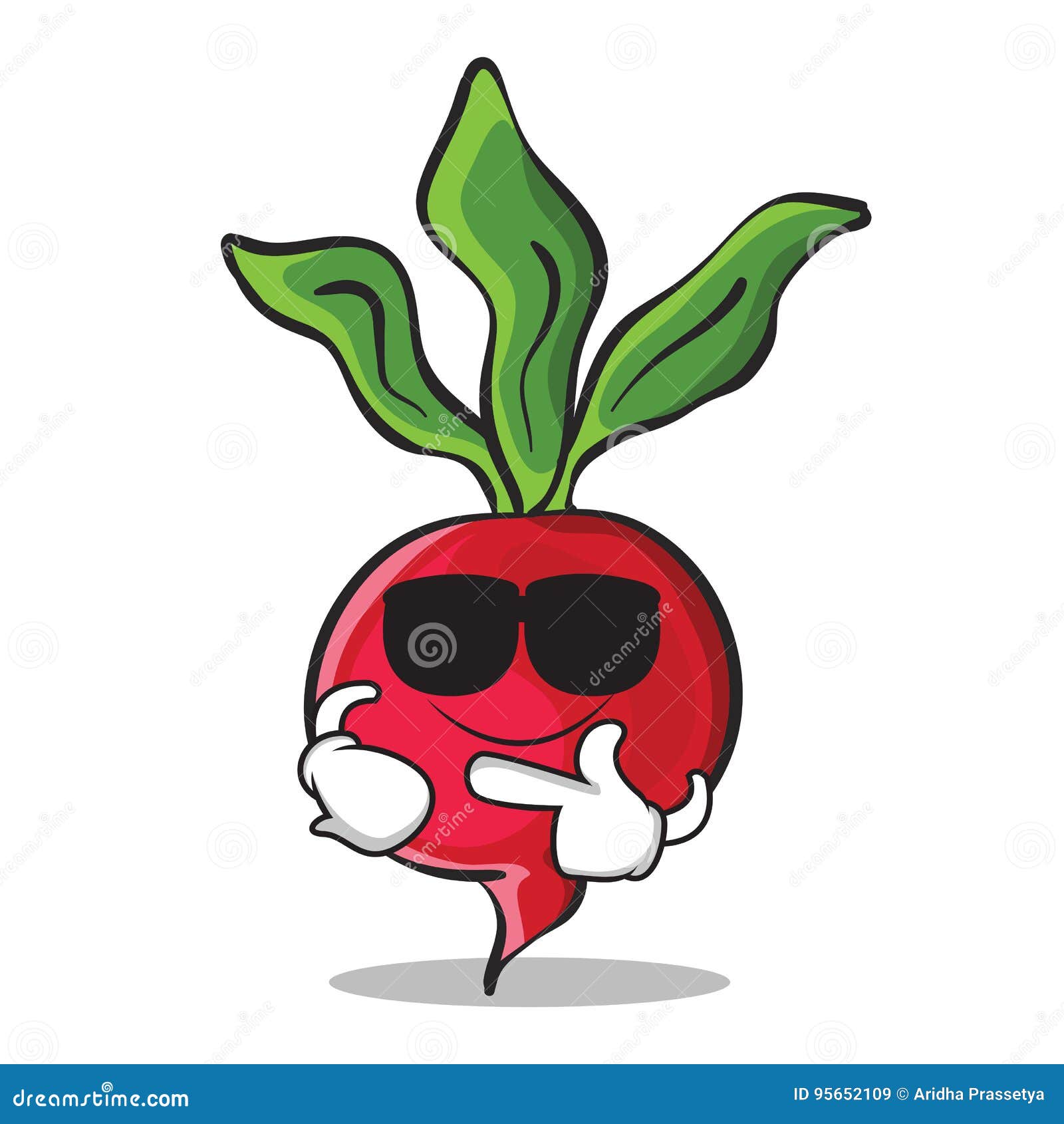 Super Cool Radish Character Cartoon Collection Stock Vector ...