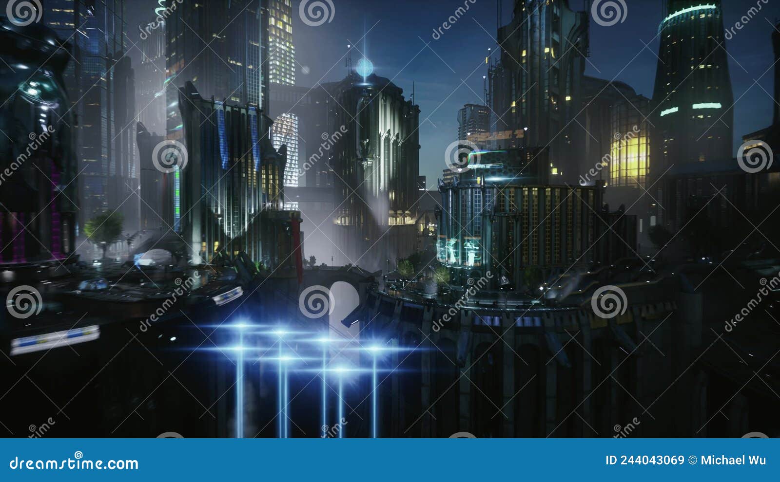 Super Cool Sci-fi City for Metaverse Stock Video - Video of lamp, light ...