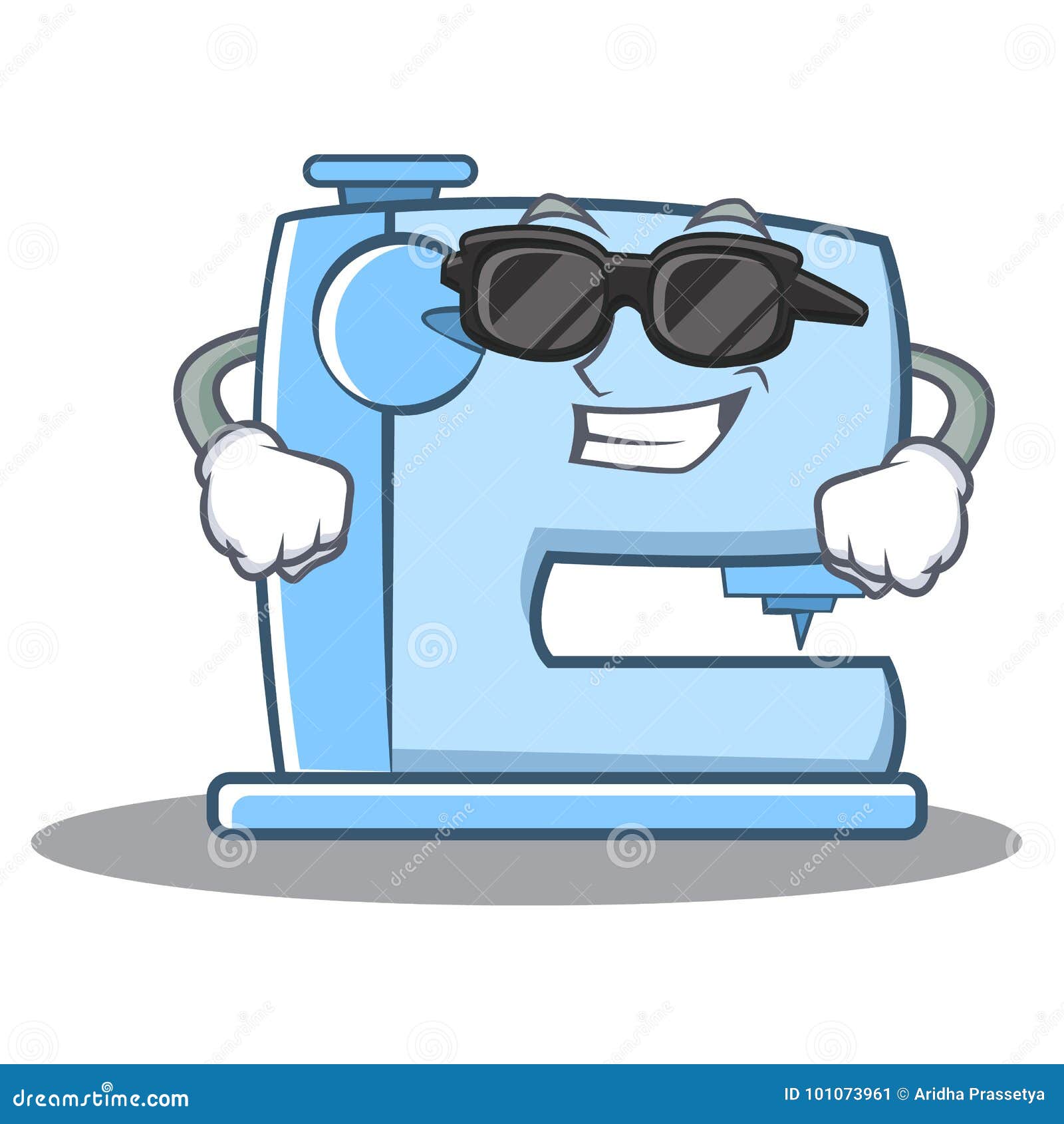 Super Cool Sewing Machine Emoticon Character Stock Vector ...