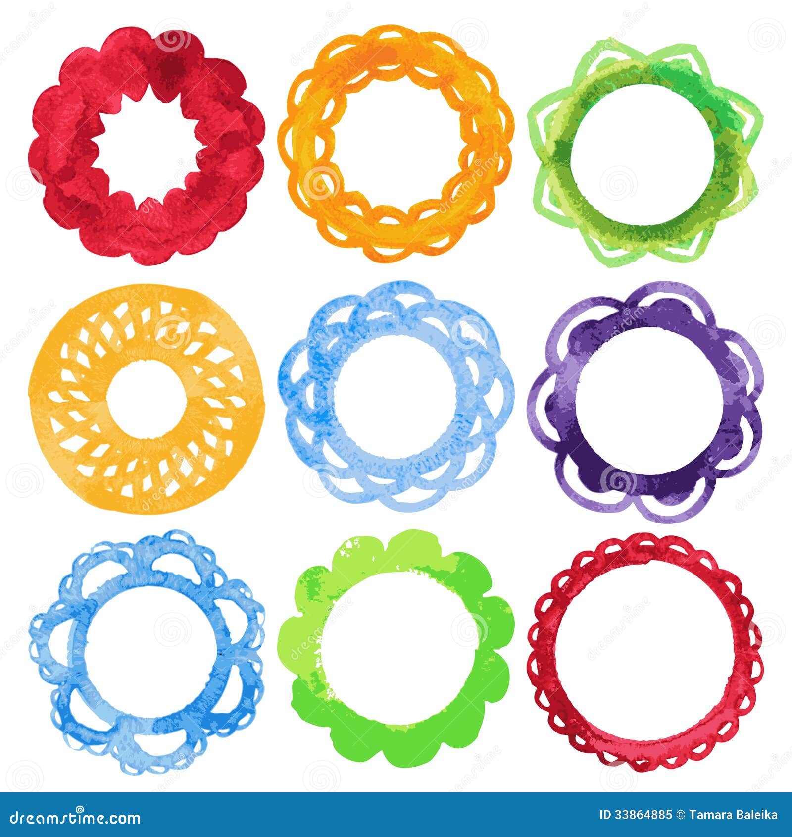 Super Cool Watercolor Round Frames. Stock Vector - Illustration of ...