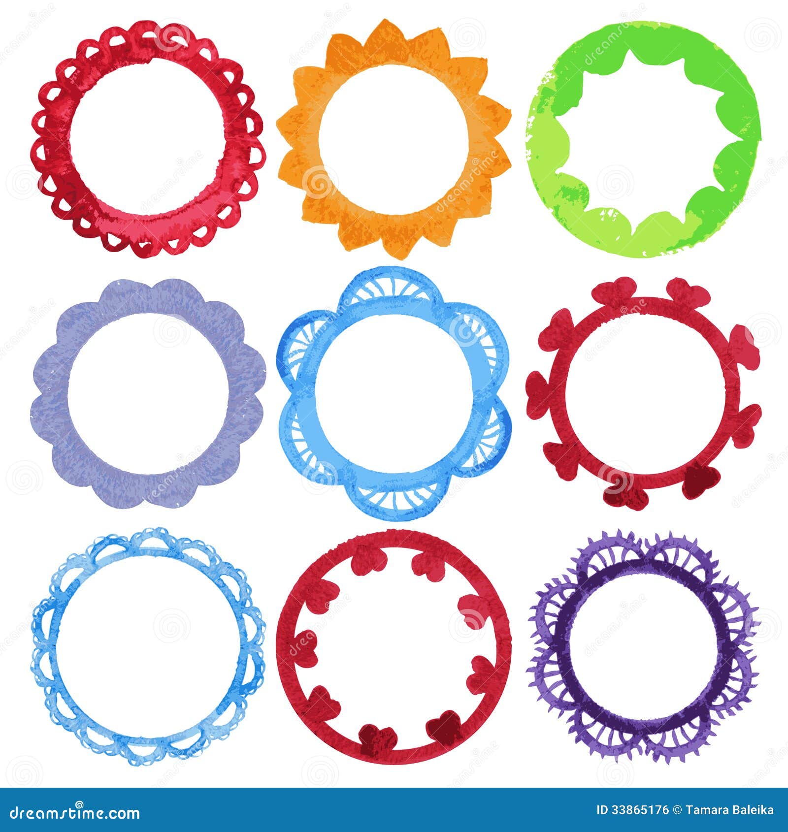 Super Cool Watercolor Round Frames. Stock Vector - Illustration of ...