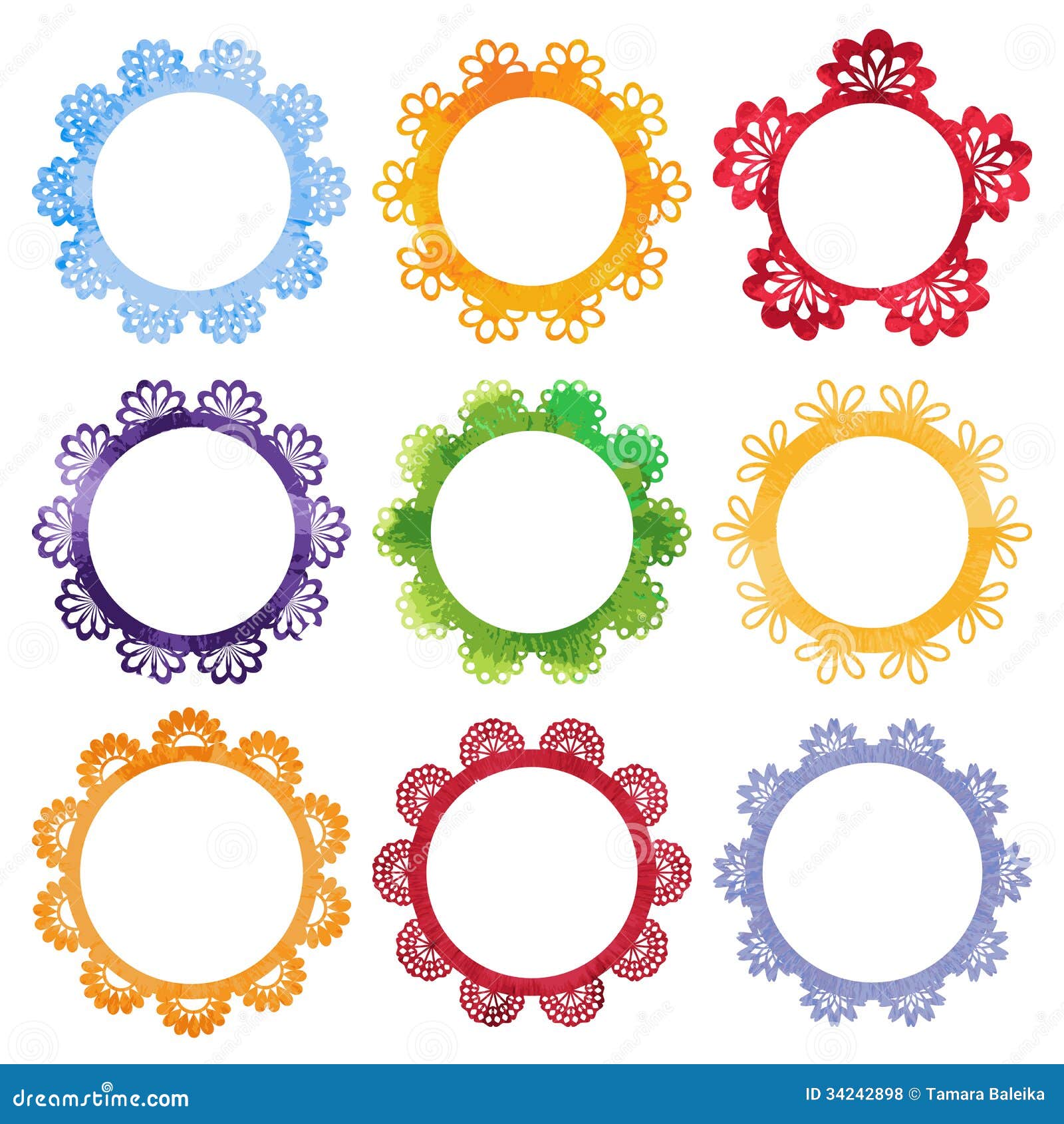 Super Cool Watercolor Round Frames. Stock Vector - Illustration of ...