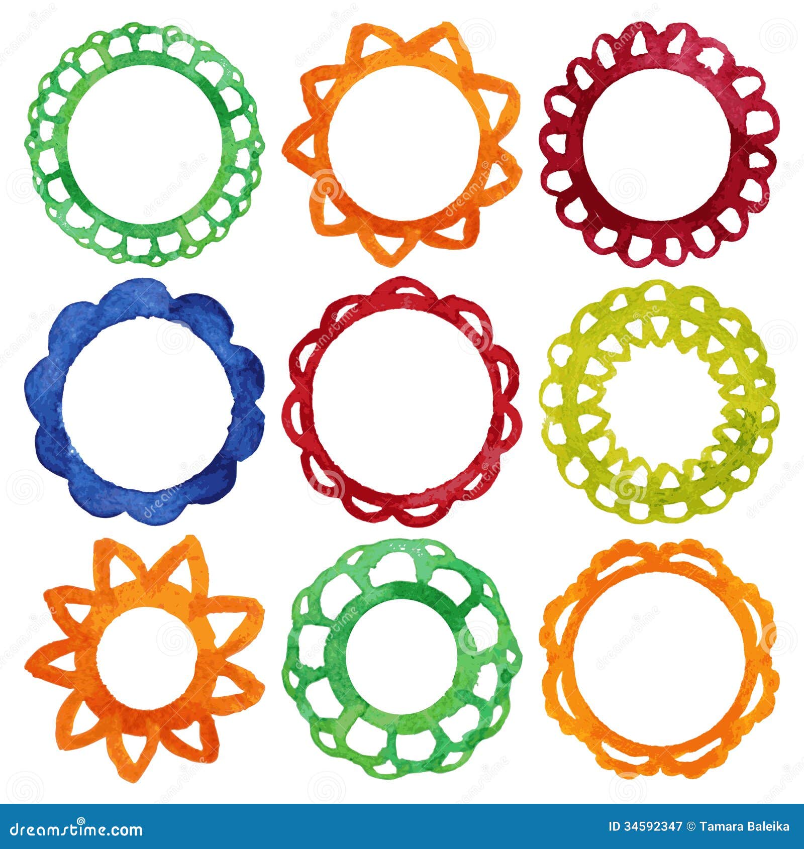 Super Cool Watercolor Round Frames. Stock Vector - Illustration of ...